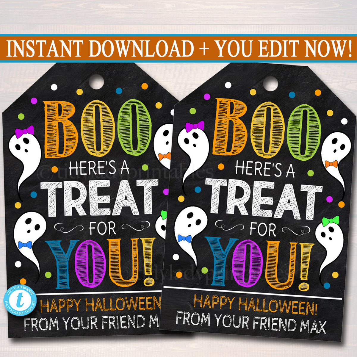 Halloween Birthday Favor Tags, Boo Here's a Treat for You! — TidyLady ...