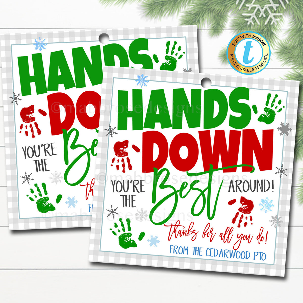 Hands Down You're the Best Gift Tags | Christmas Appreciation ...