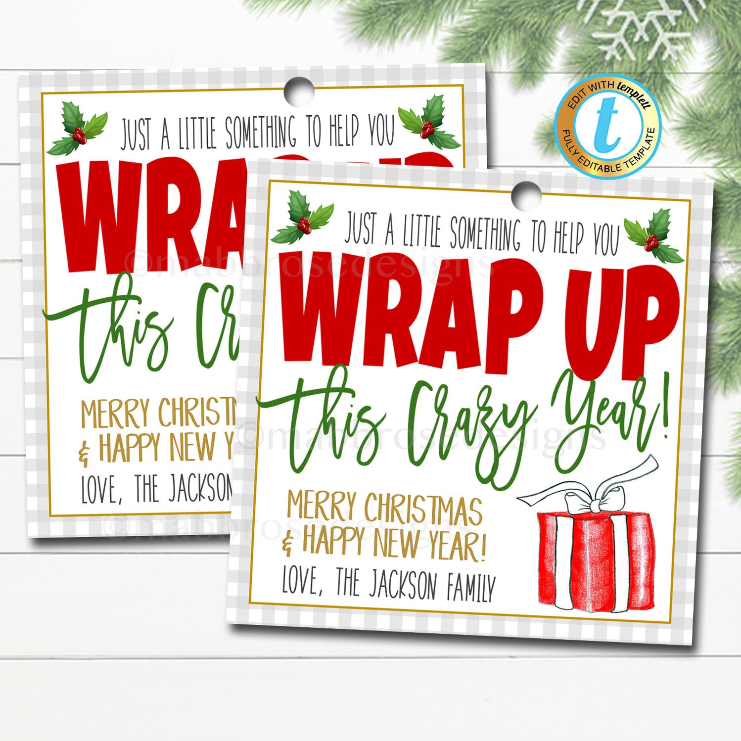 Christmas Wrapping Paper Gift Tag | Wrap Up This Crazy Year — TidyLady ...