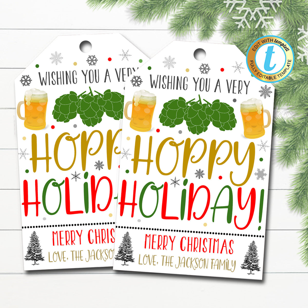 Christmas Beer Gift Tags, Wishing You a hoppy holiday — TidyLady Printables