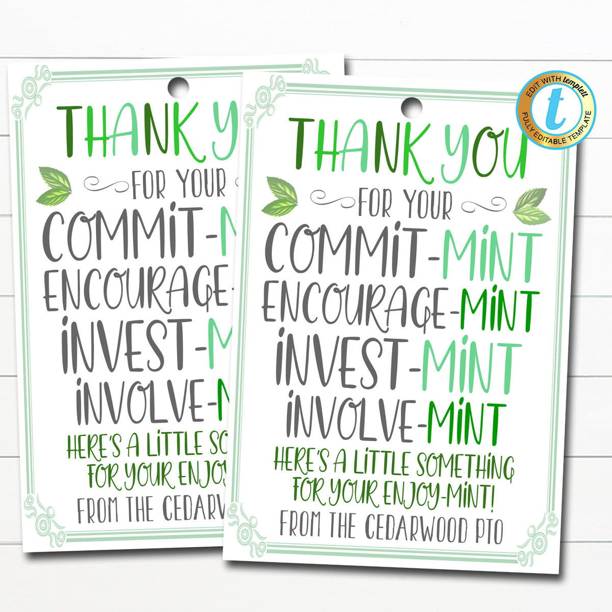 Thank You Mint Tags - Volunteer Mint Tag — TidyLady Printables