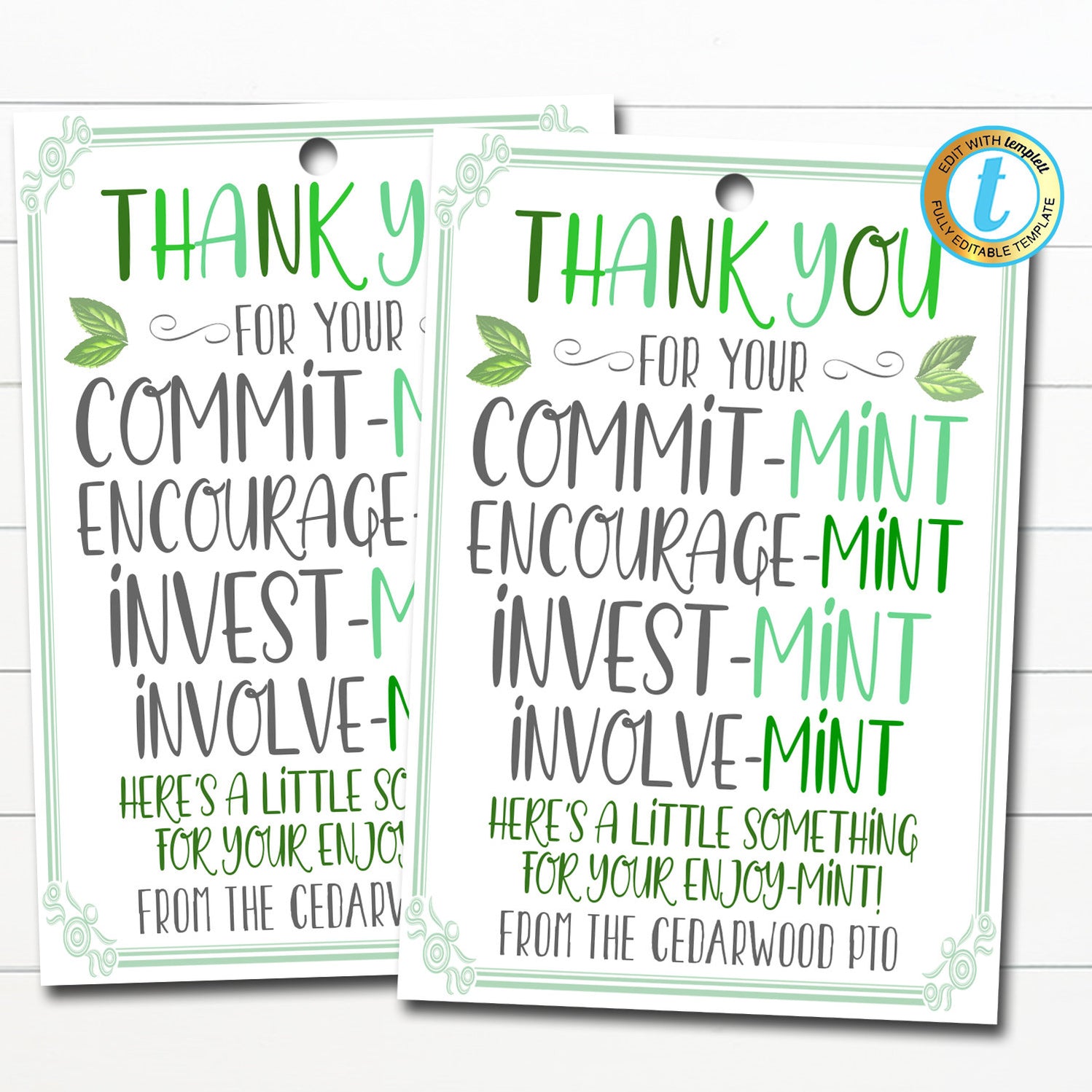 Thank You Mint Tags - Volunteer Mint Tag — TidyLady Printables