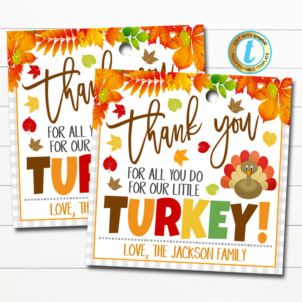 Thank you for all you do for our little turkey gift tag — TidyLady ...