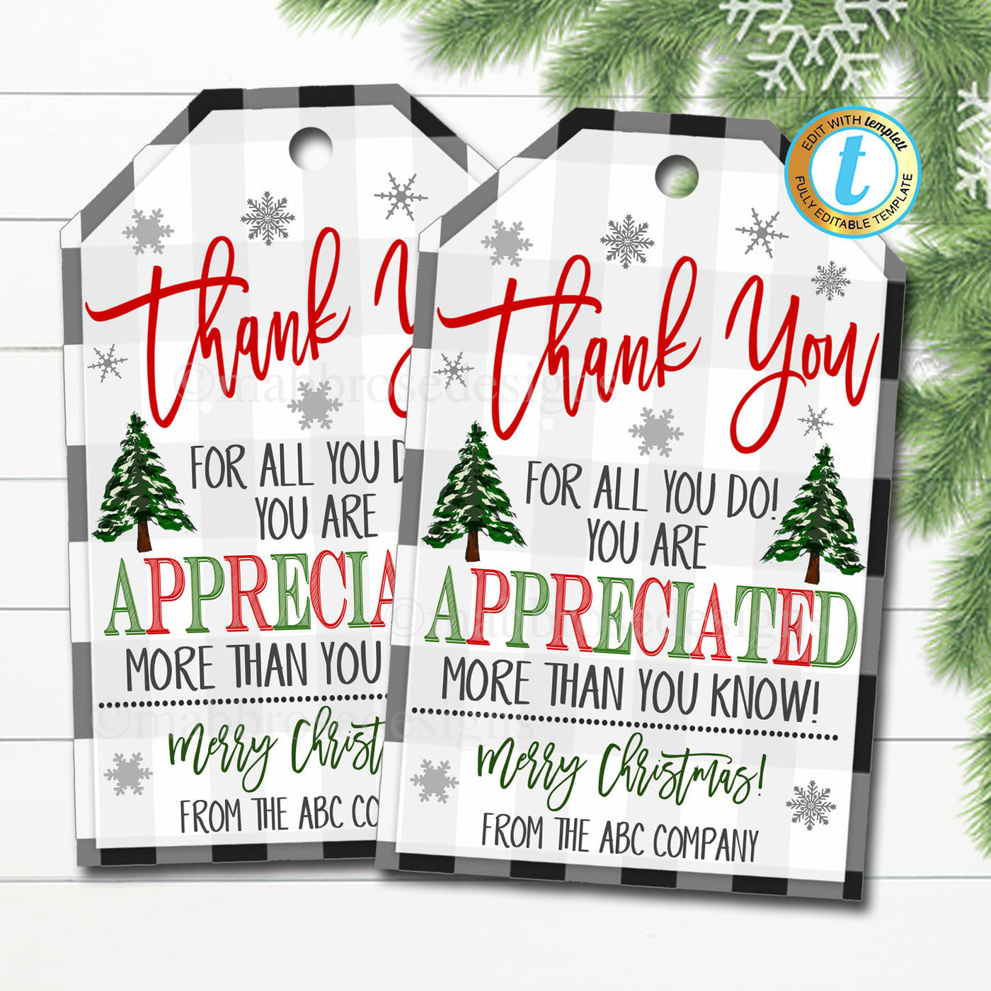 Christmas Thank You Gift Tags | TidyLady Printables