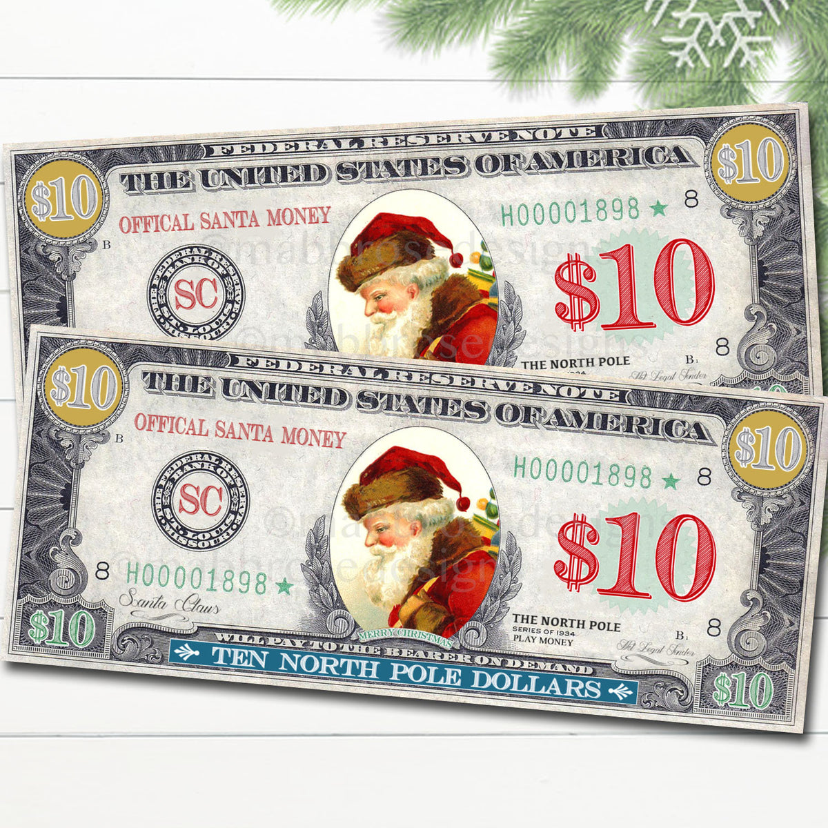 Printable North Pole Santa Play Money | TidyLady Printables