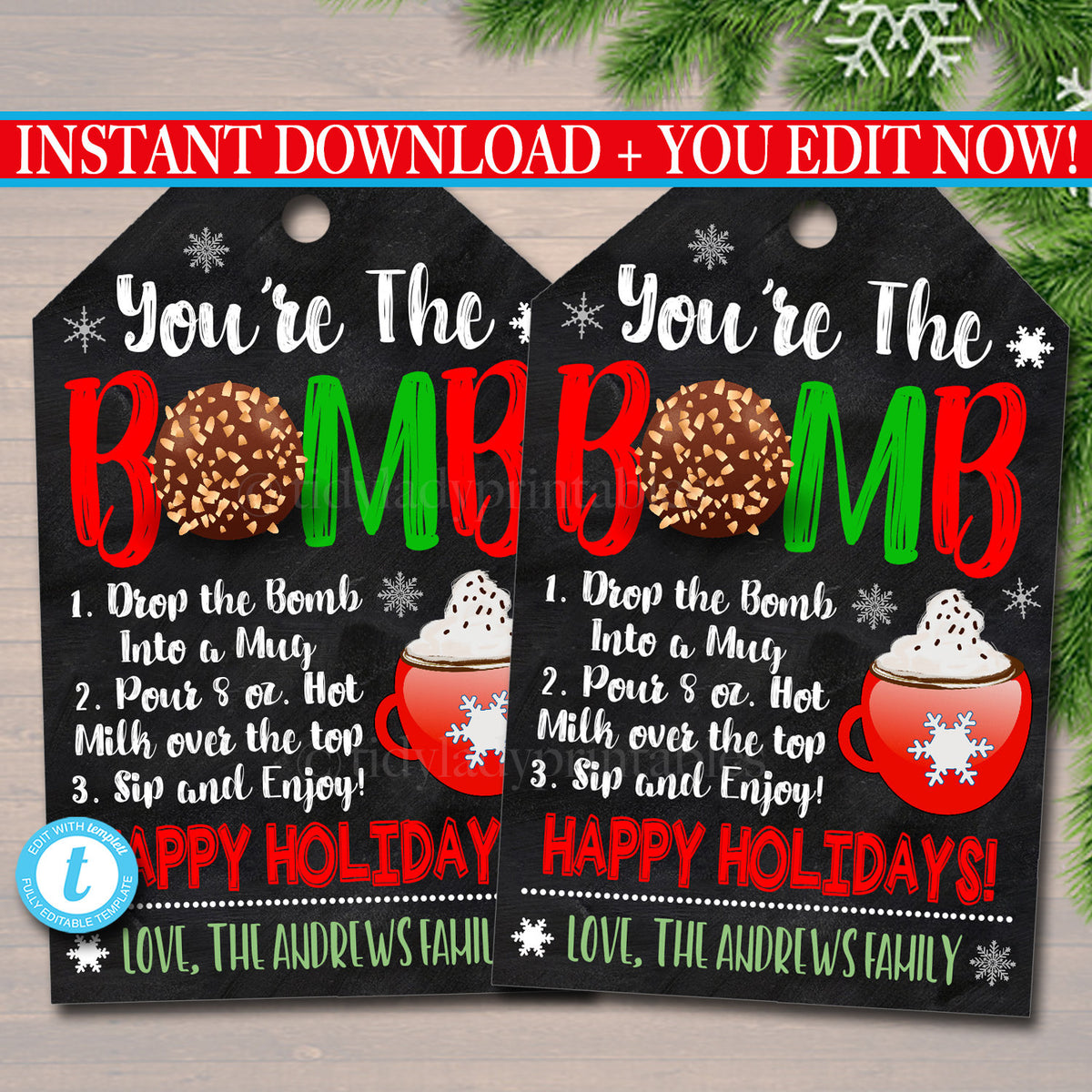 Hot Chocolate Christmas Gift Tag | TidyLay Printables — TidyLady Printables