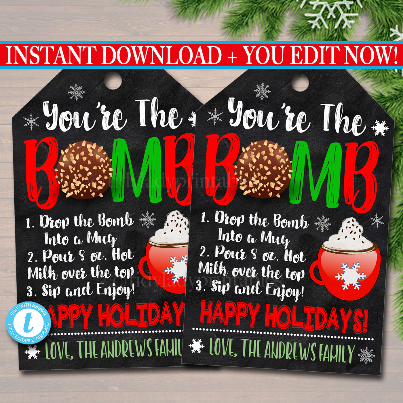 Hot Chocolate Christmas Gift Tag | TidyLay Printables — TidyLady Printables