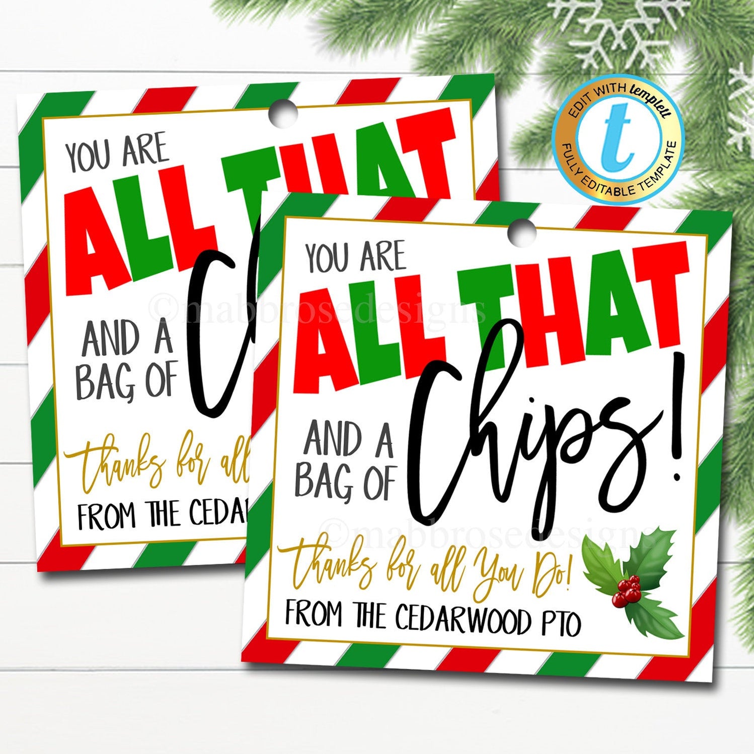 Holiday Chips Gift Tag | TidyLady Printables