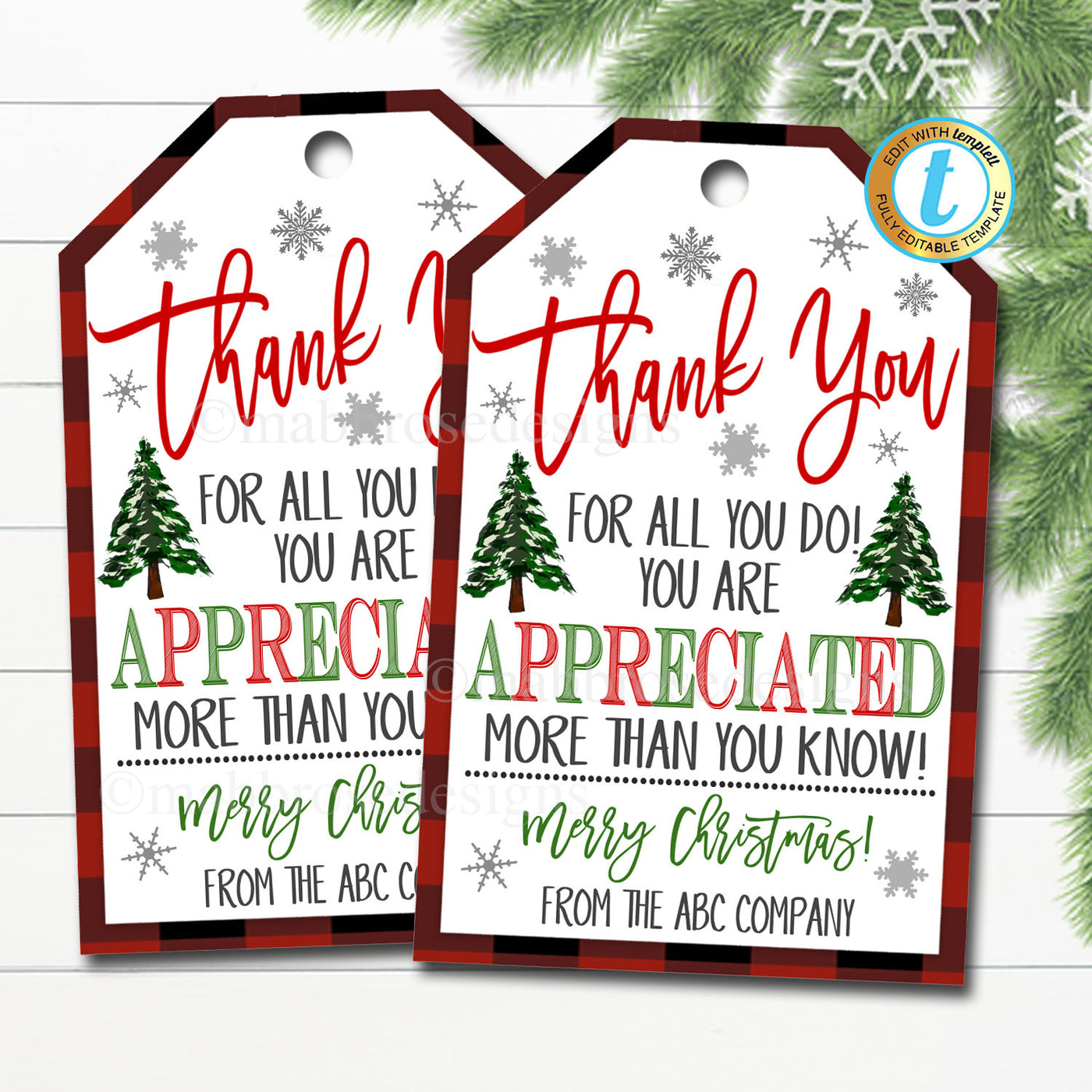 Christmas Thank You Gift Tags | TidyLady Printables