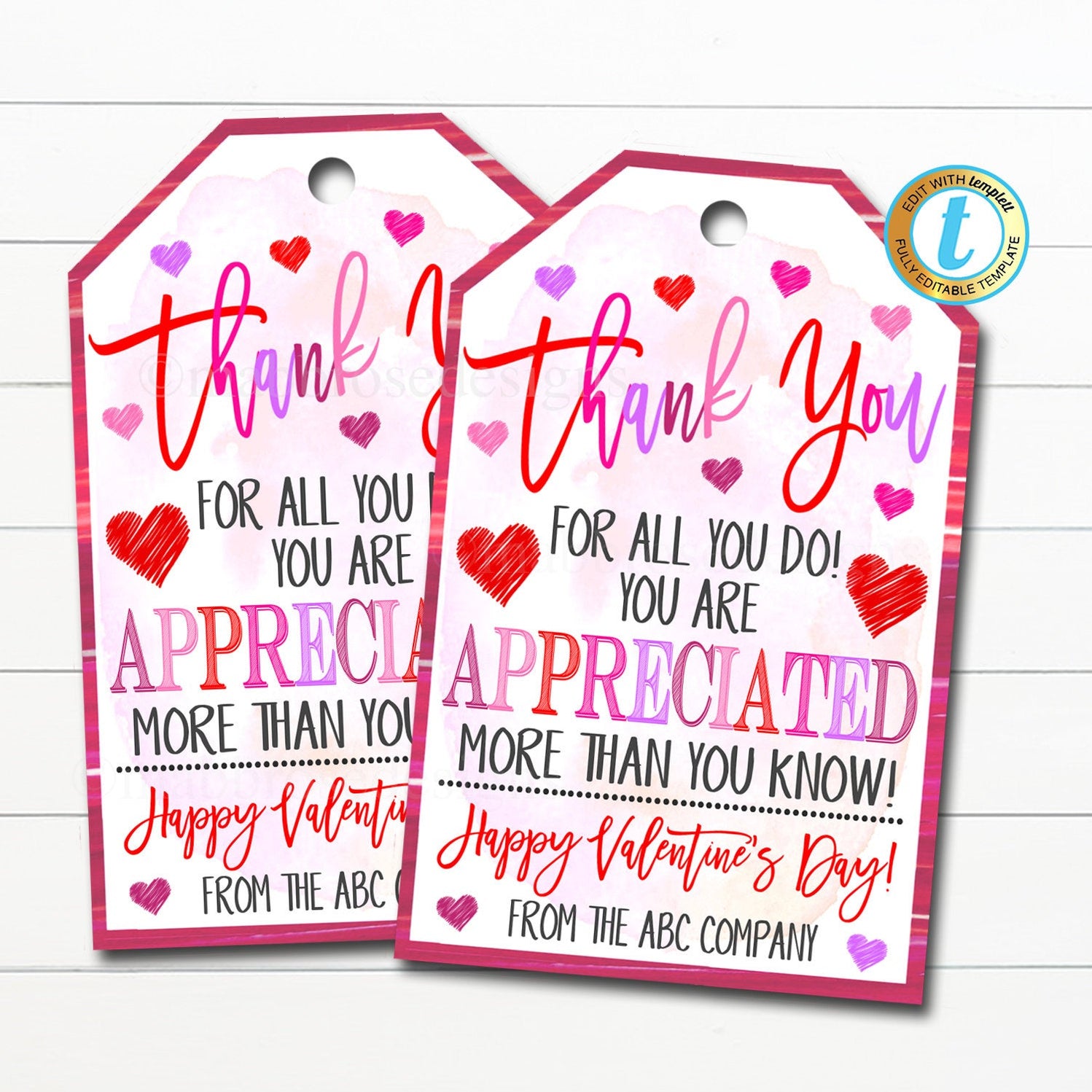 Valentine's Day Thank You Gift Tags | TidyLady Printables