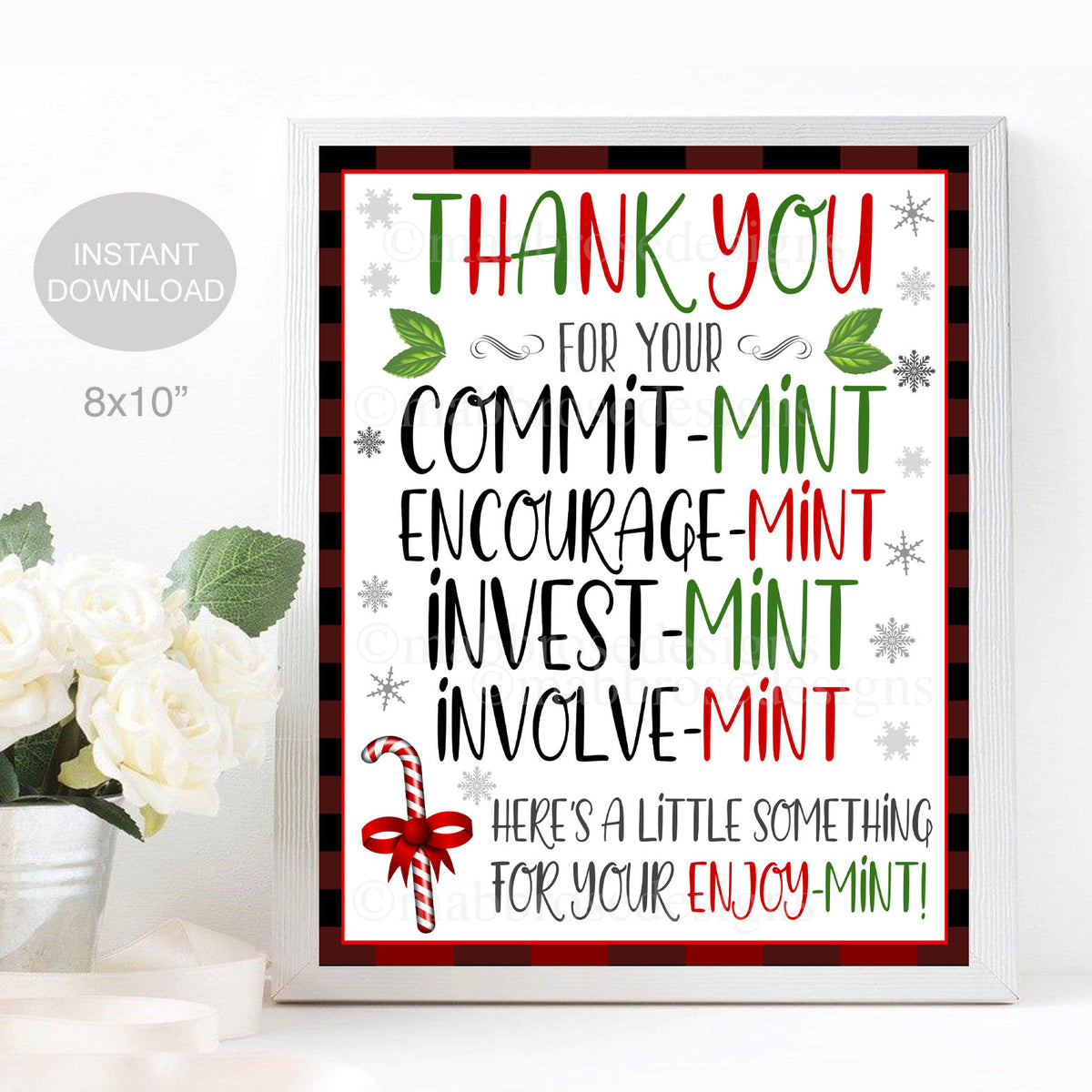 Christmas Appreciation Thank You Mint Sign — TidyLady Printables