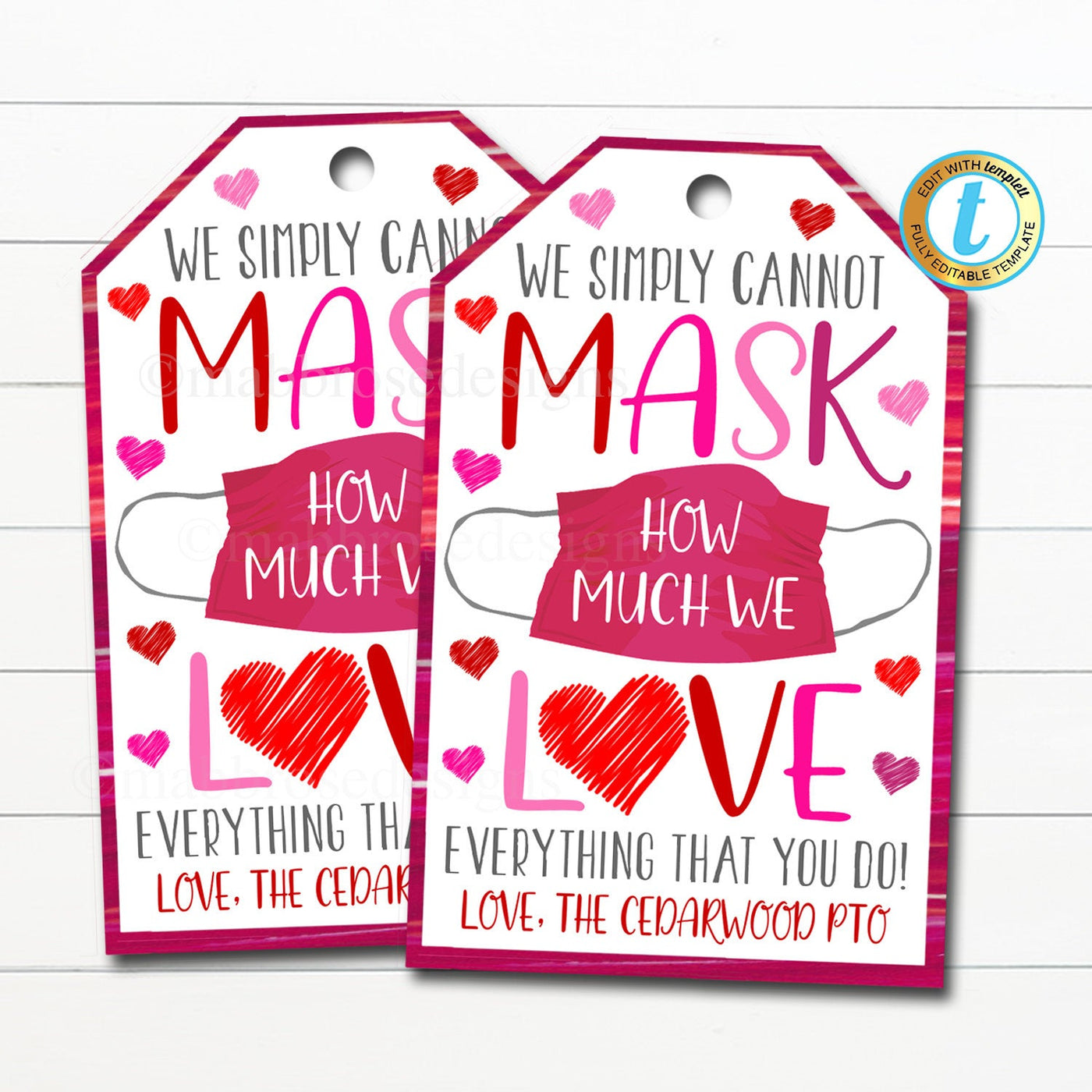 Valentines Face Mask Gift Tag - Thank You Essential Worker — TidyLady ...