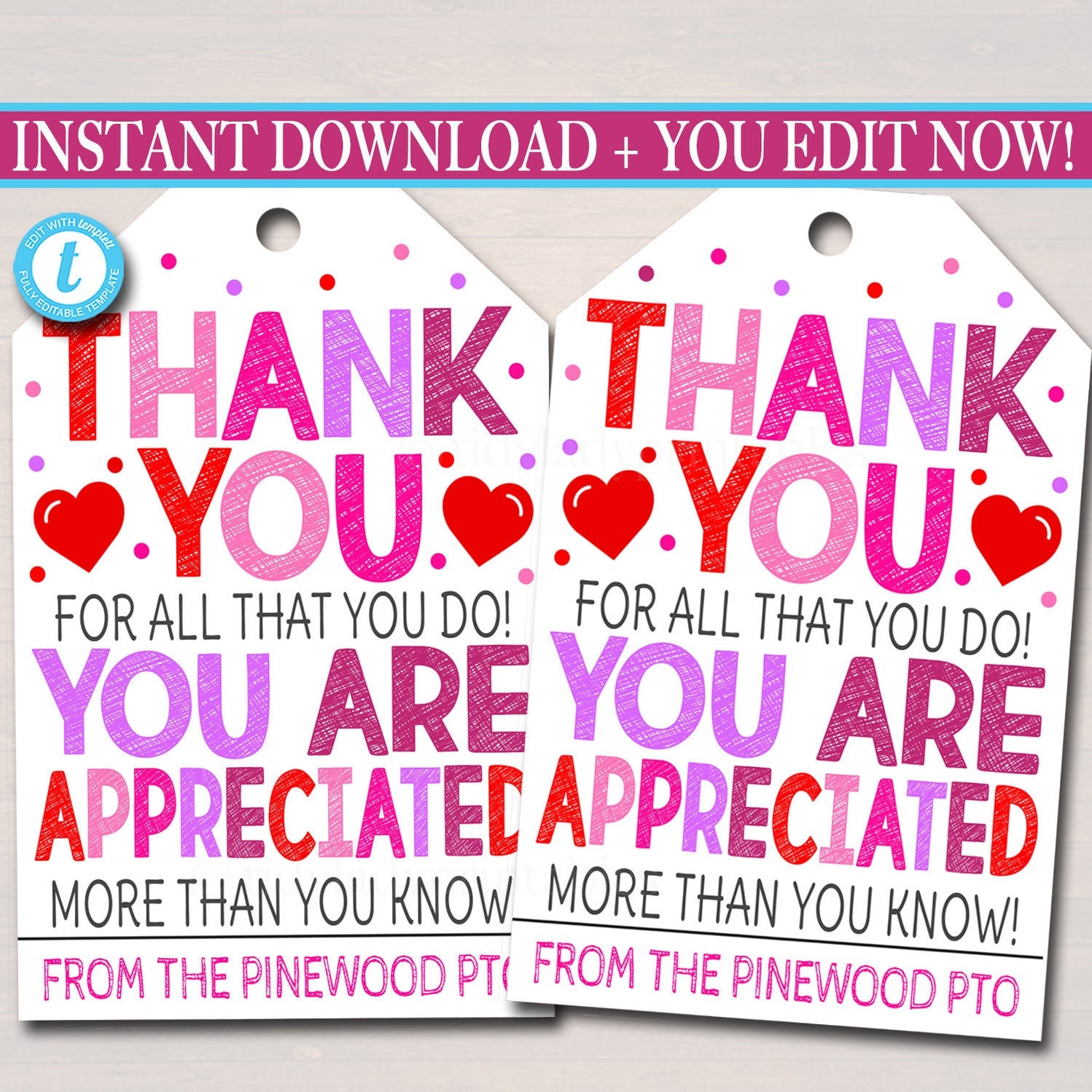 Valentine's Day Appreciation Thank You Gift Tags — TidyLady Printables