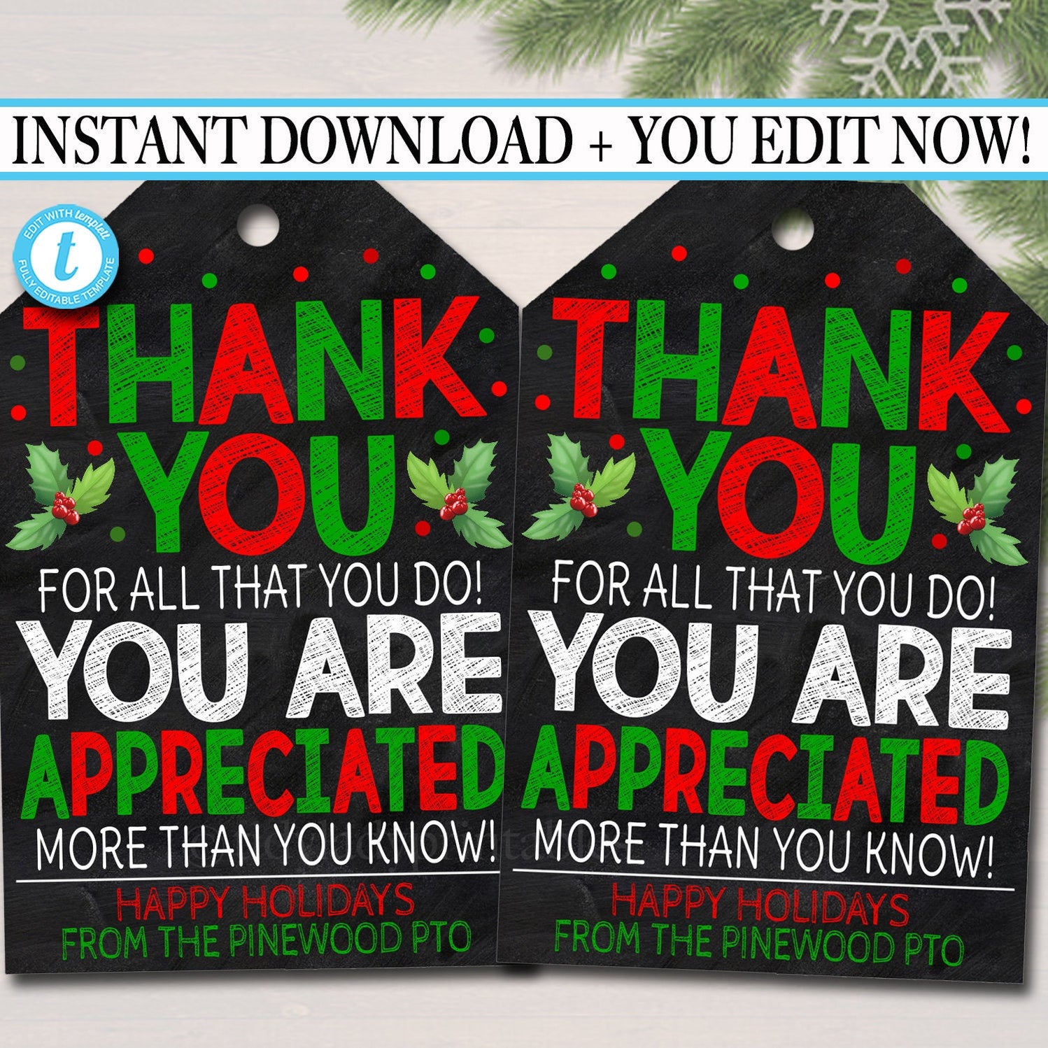 Christmas Thank You Gift Tags | Teacher Appreciation — TidyLady Printables