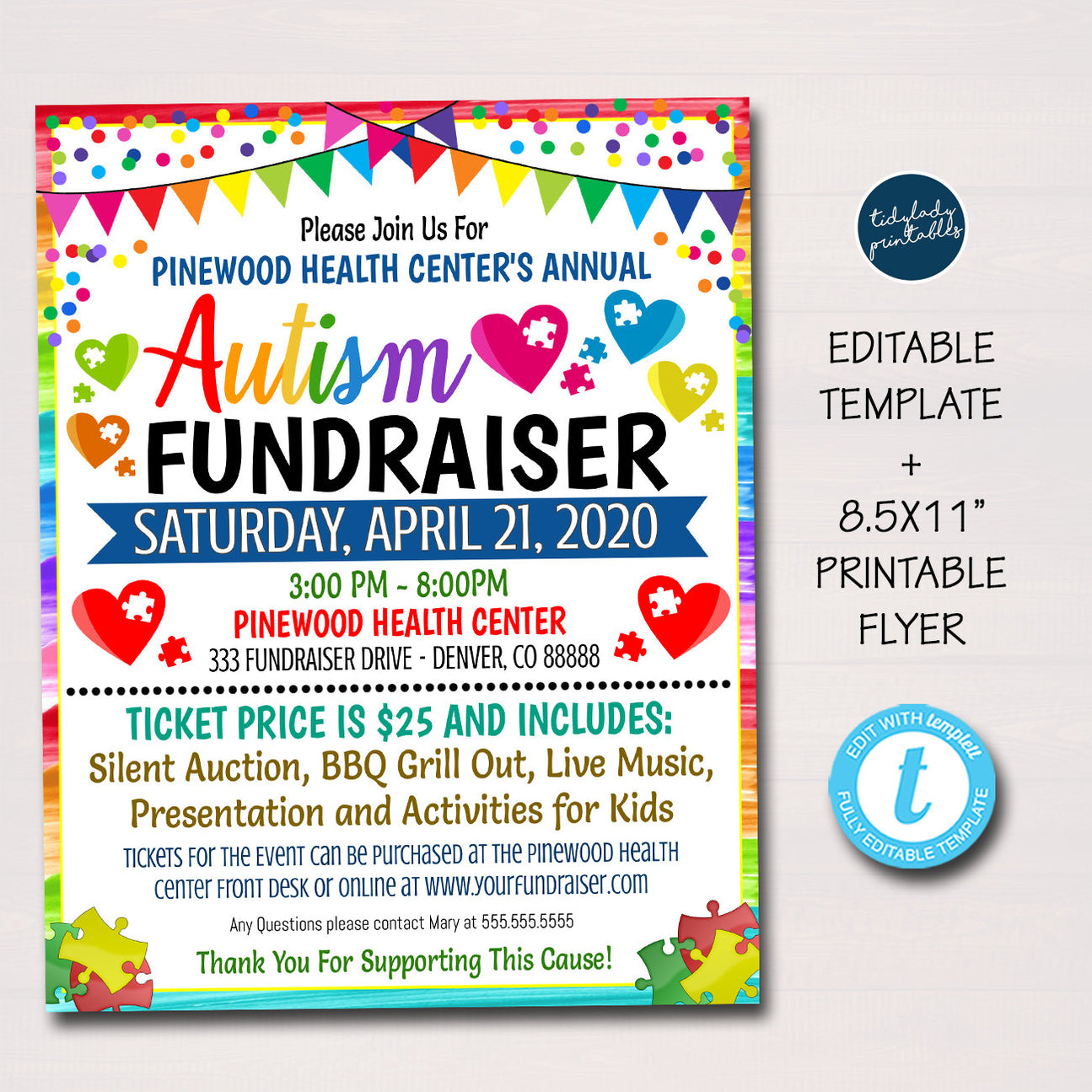 Autism Awareness Fundraiser Event Flyer | TidyLady Printables