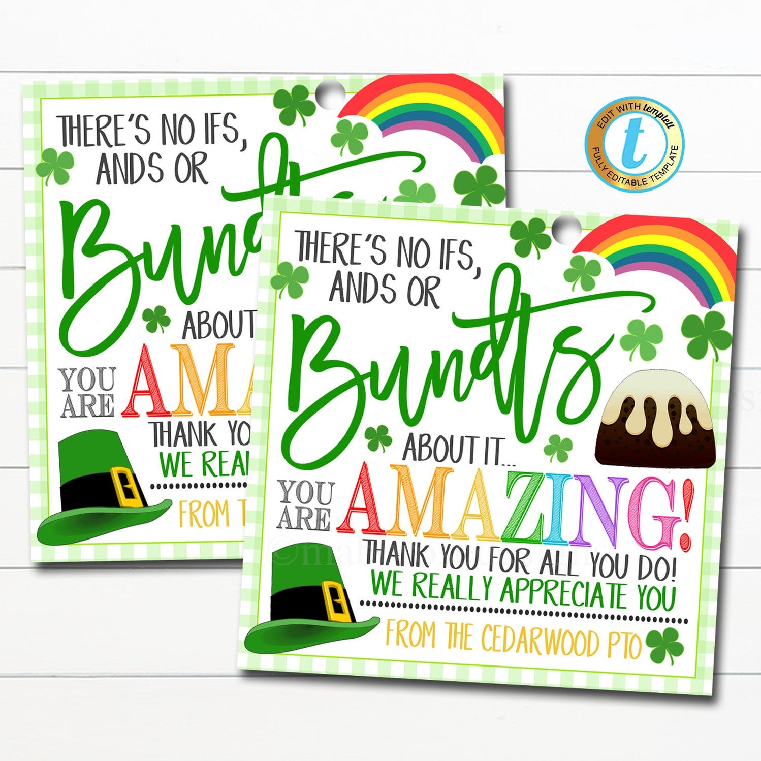 St. Patrick's Day Bundt Cake Gift Tag, No ifs ands or Bundts — TidyLady ...