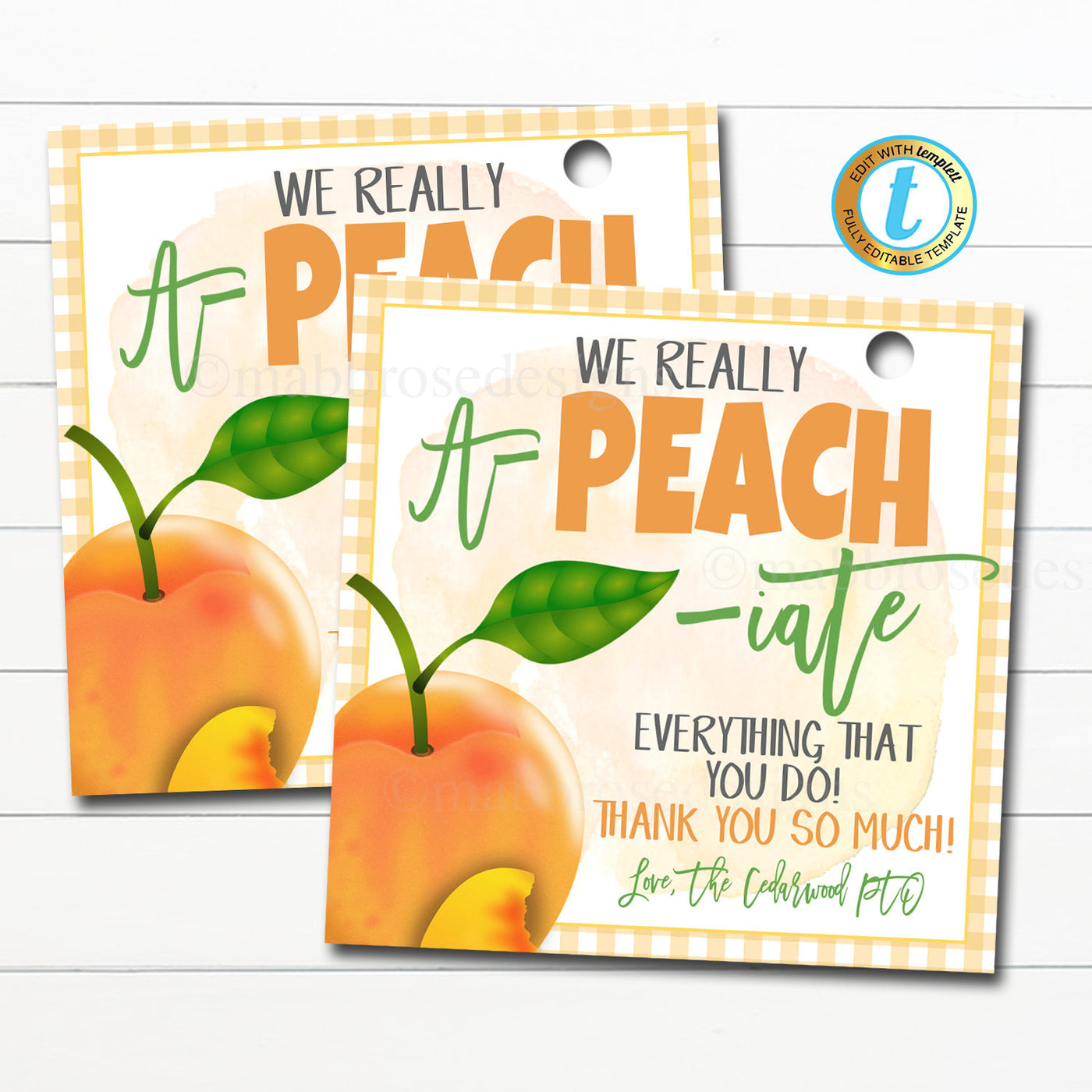Appreciation Gift Tags, Fruit Peach Treat Label — TidyLady Printables
