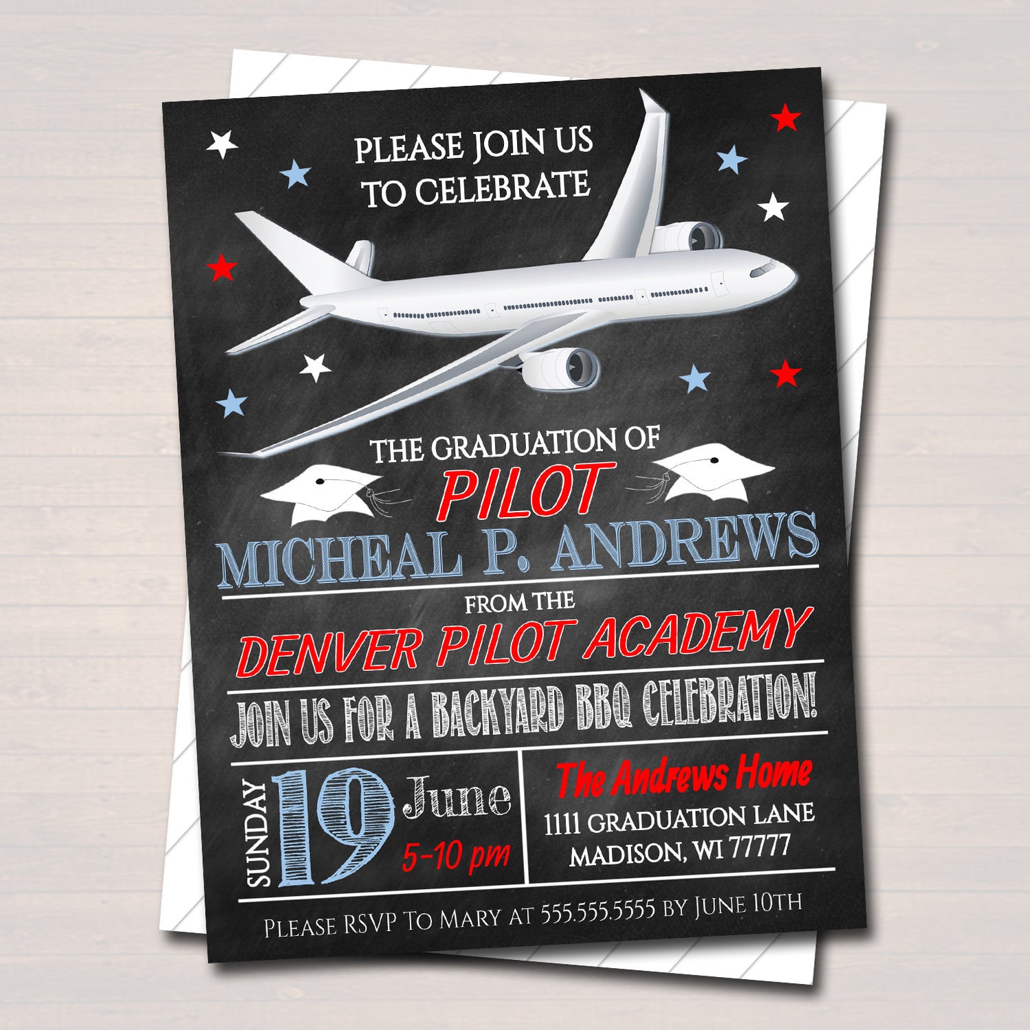 Pilot Graduation Invitation | TidyLady Printables