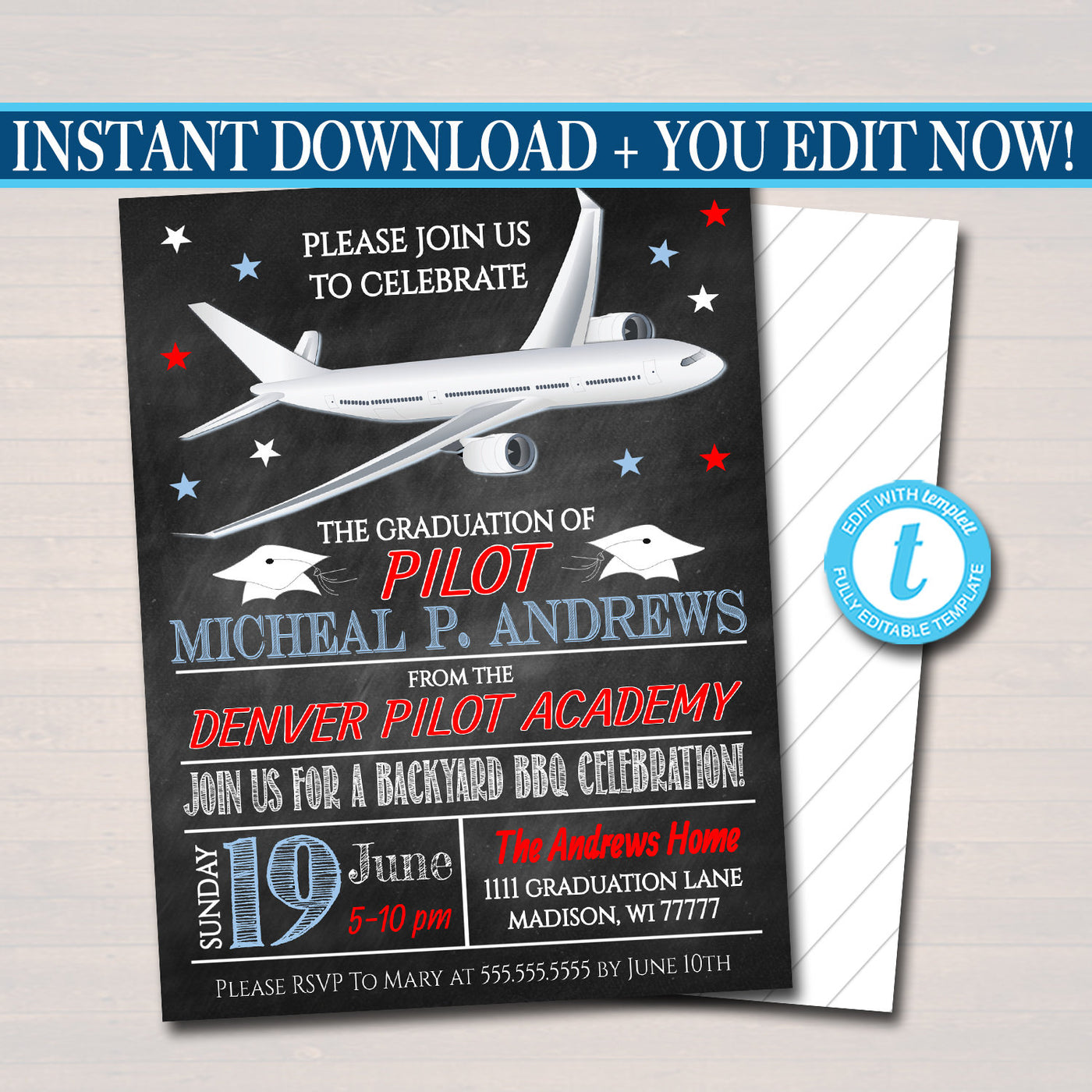 Pilot Graduation Invitation | TidyLady Printables