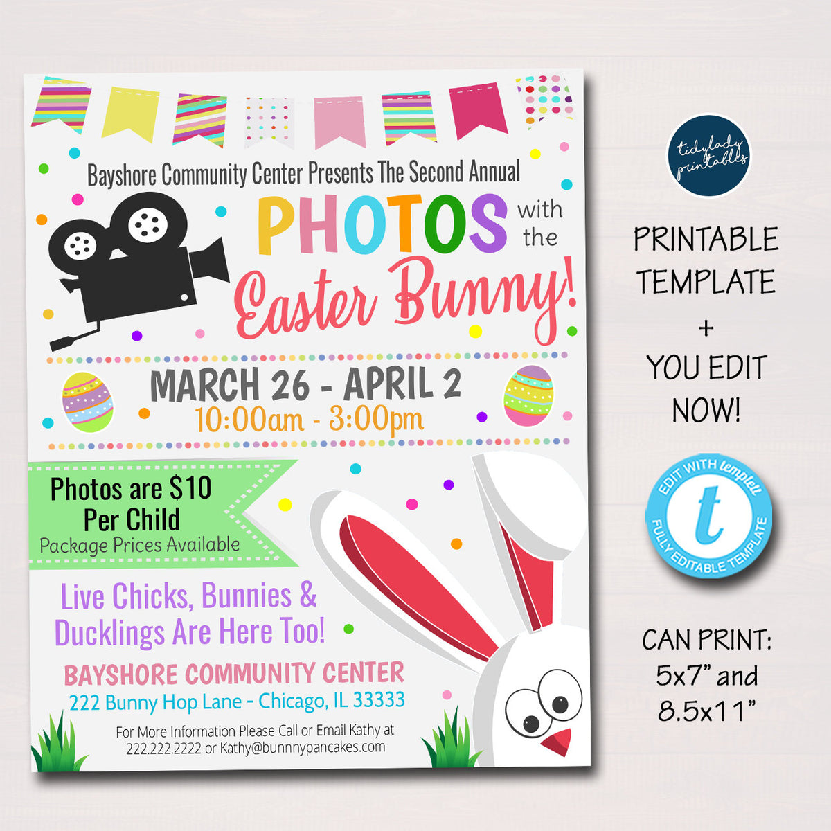 Photos with the Easter Bunny Event Flyer | TidyLady Printables