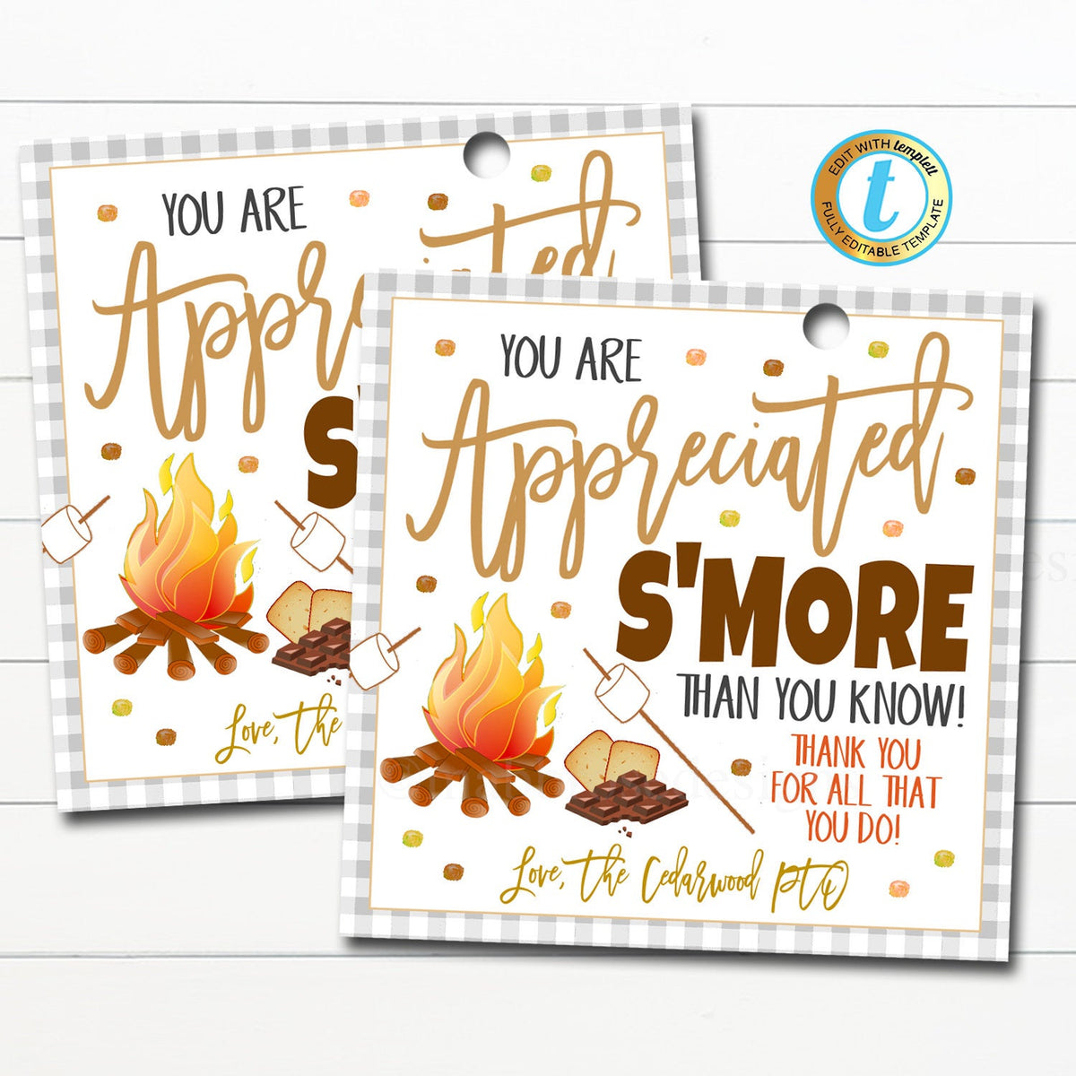 Appreciation S'mores Gift Tag | TidyLady Printables