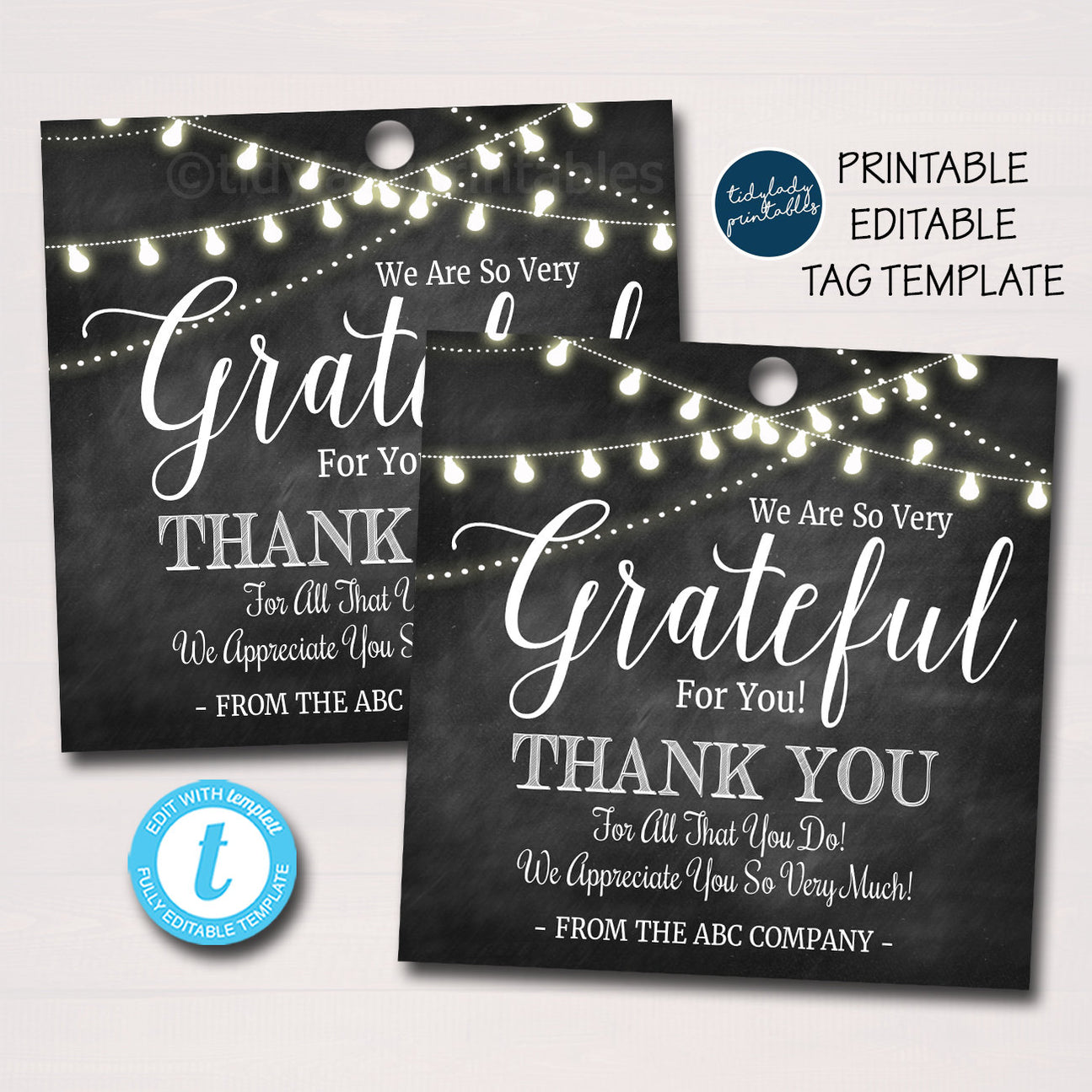 Appreciation Gift Tags, We're Grateful For You — TidyLady Printables