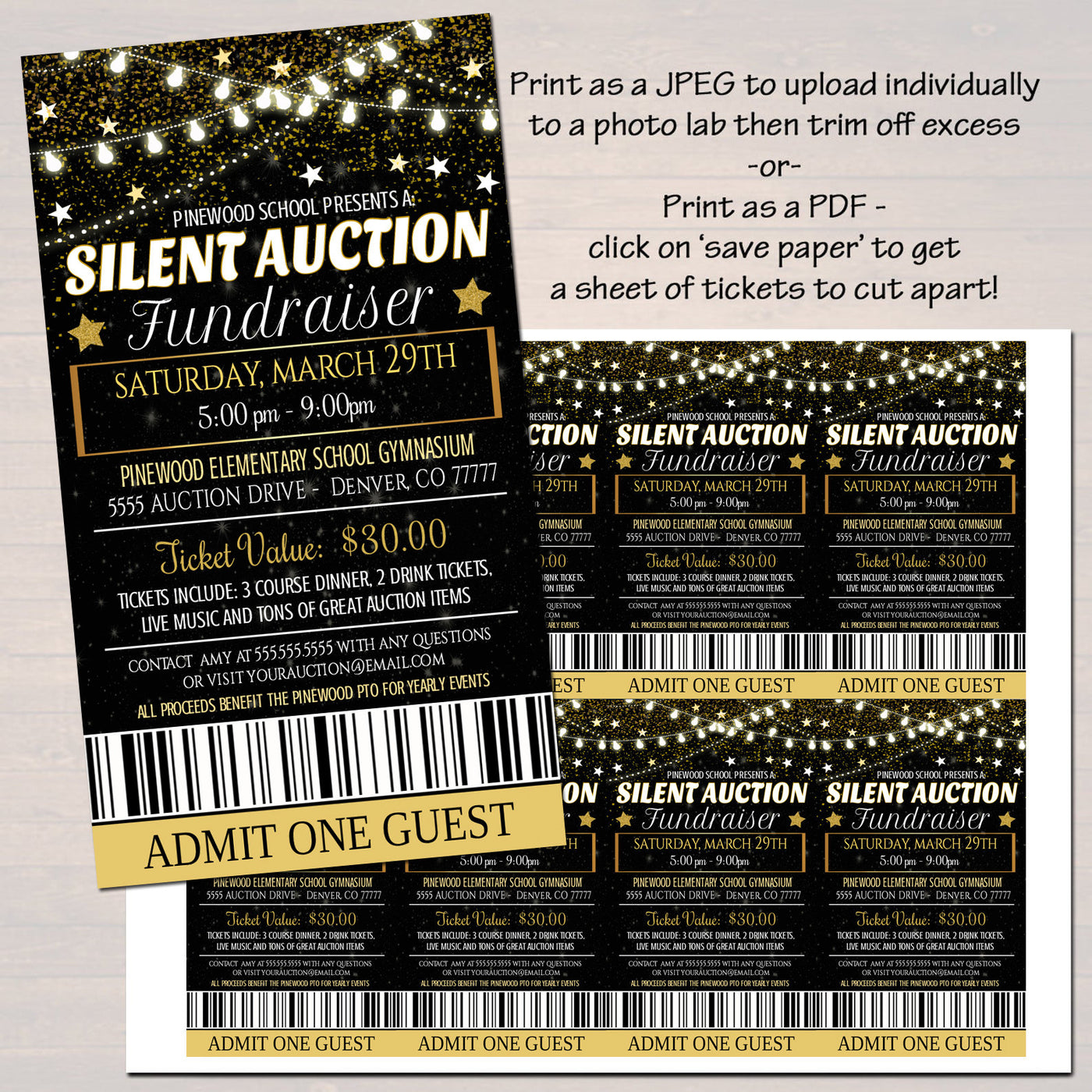 Silent Auction Flyer Ticket Set | TidyLady Printables