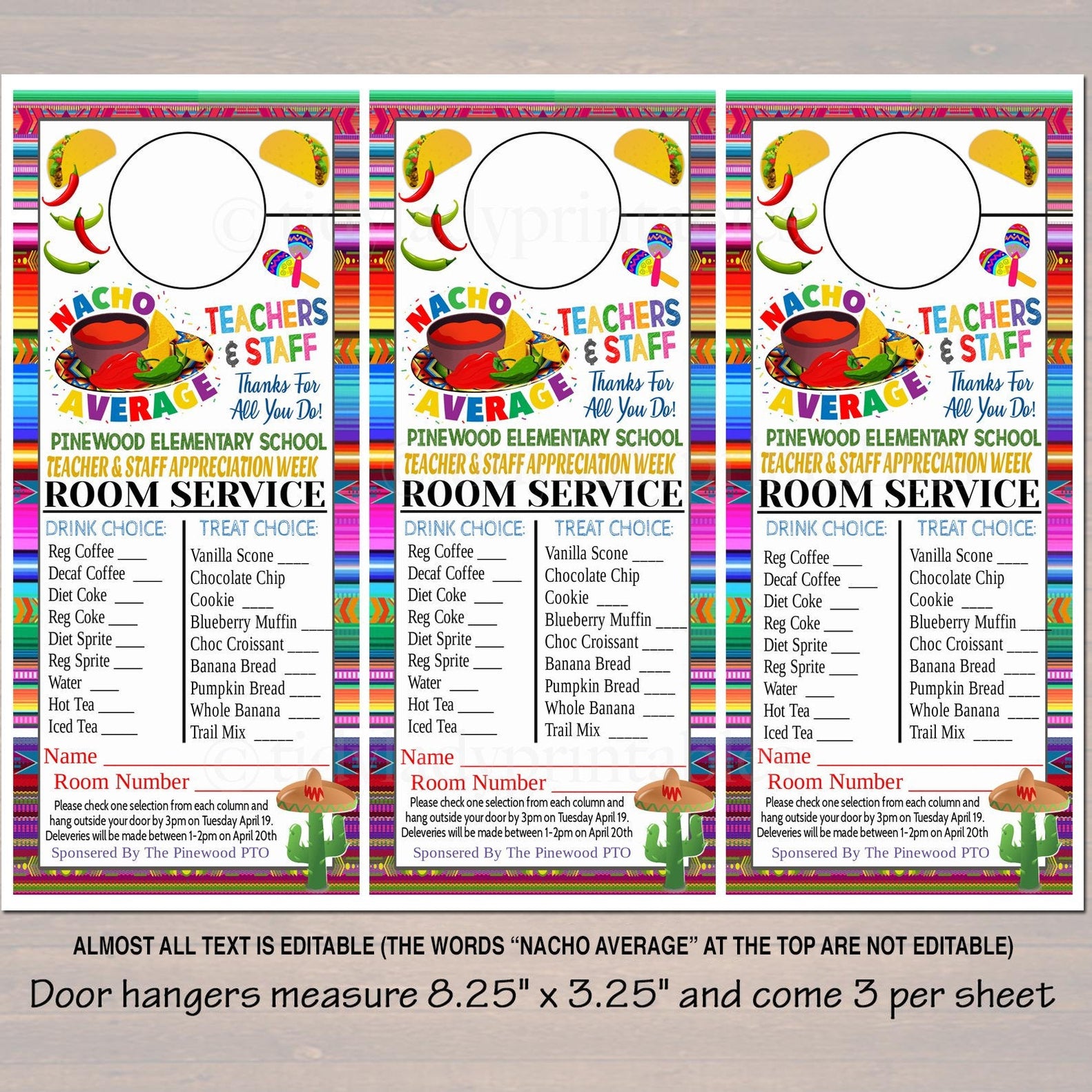 Fiesta Theme Room Service Door Hanger | TidyLady Printables