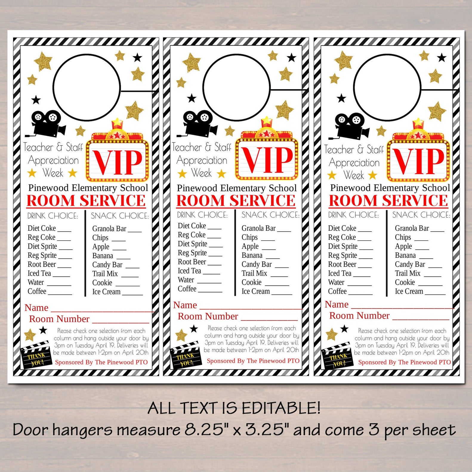 Hollywood VIP Room Service Door Hanger | TidyLady Printables