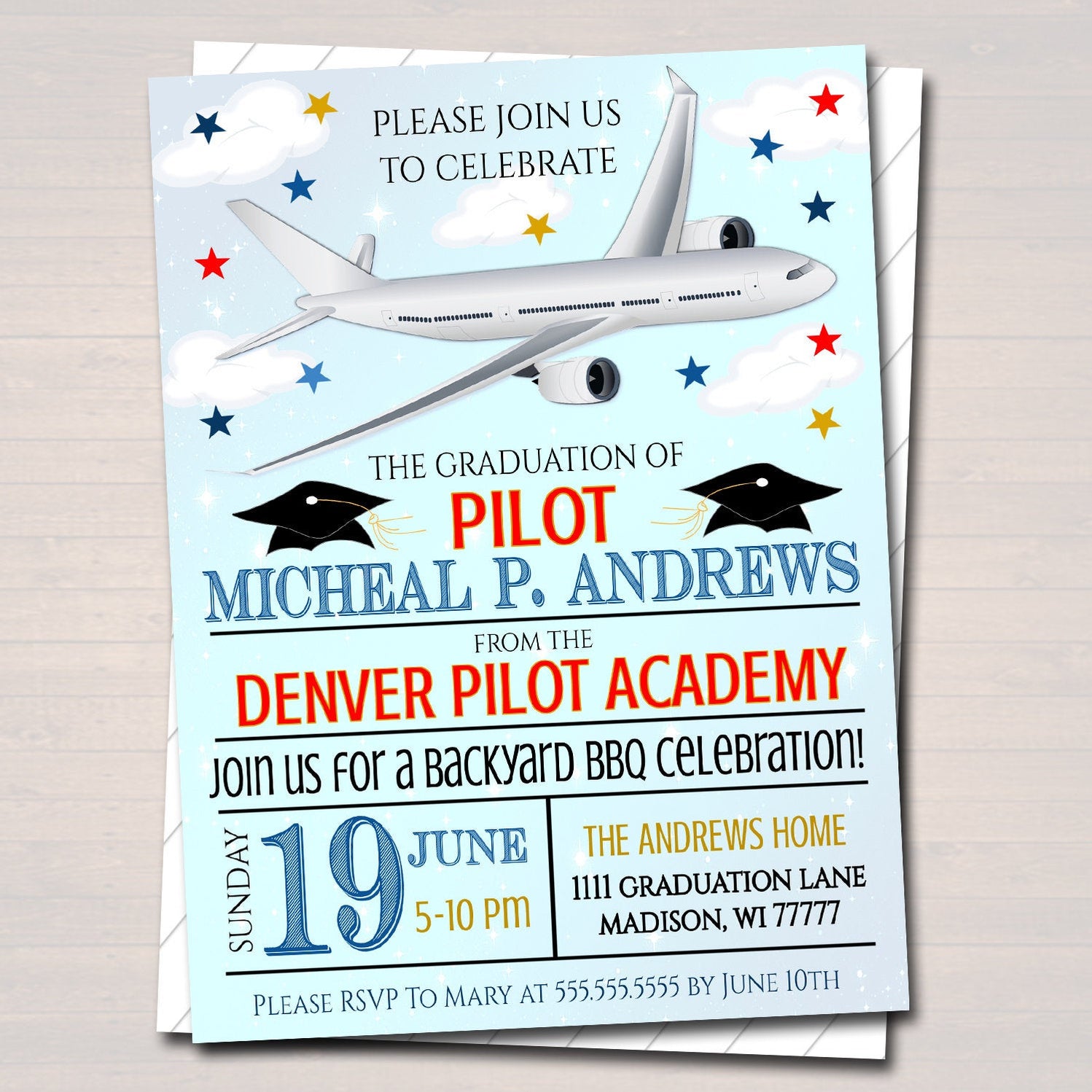 Pilot Graduation Invitation | TidyLady Printables
