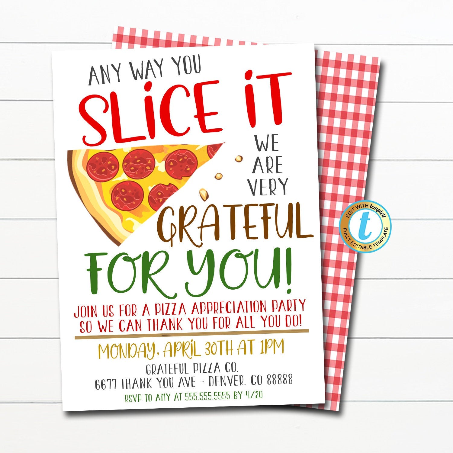 Workplace Pizza Party Invitations