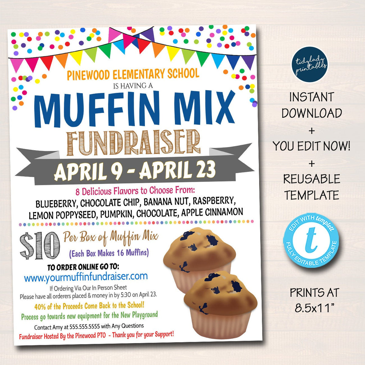 Muffin Mix Fundraiser Flyer | TidyLady Printables