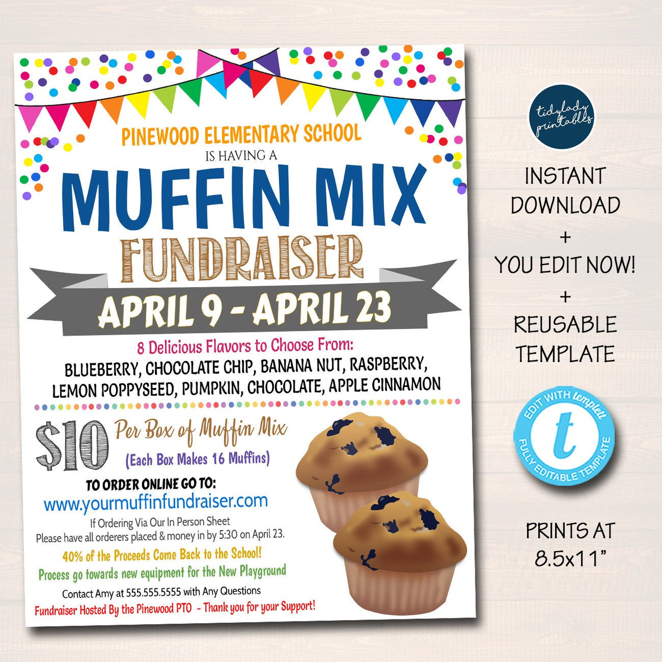 Muffin Mix Fundraiser Flyer | TidyLady Printables
