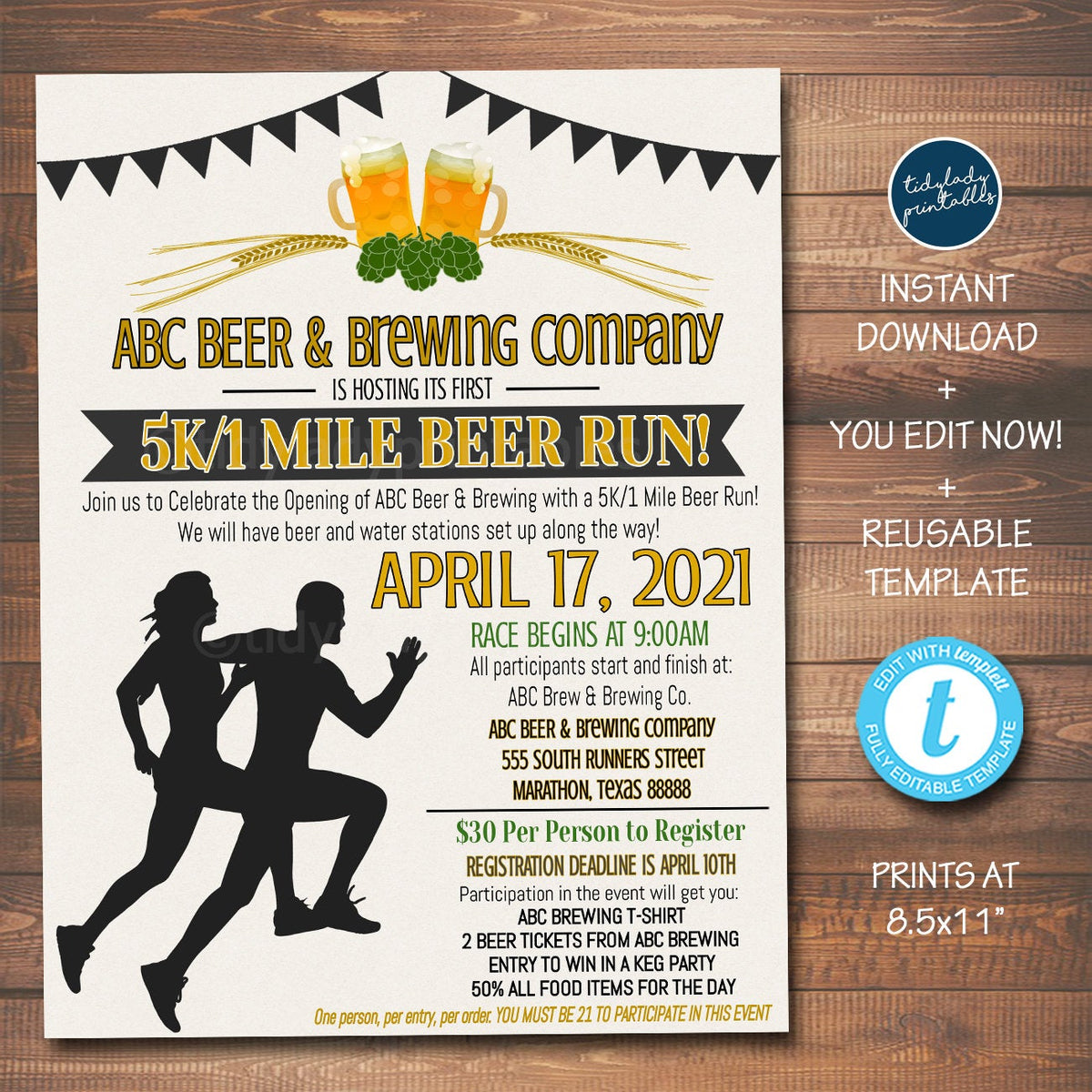 Beer Run Flyer Invitation | TidyLady Printables
