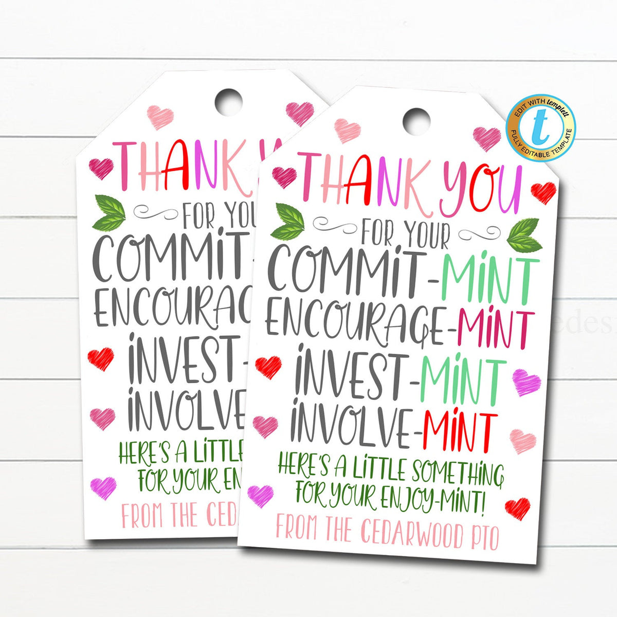 Valentine Thank You Mint Tags| TidyLady Printables