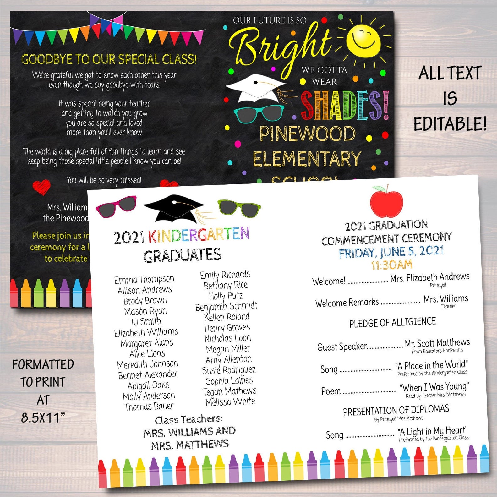 Kindergarten Graduation Ceremony Program Template — TidyLady Printables