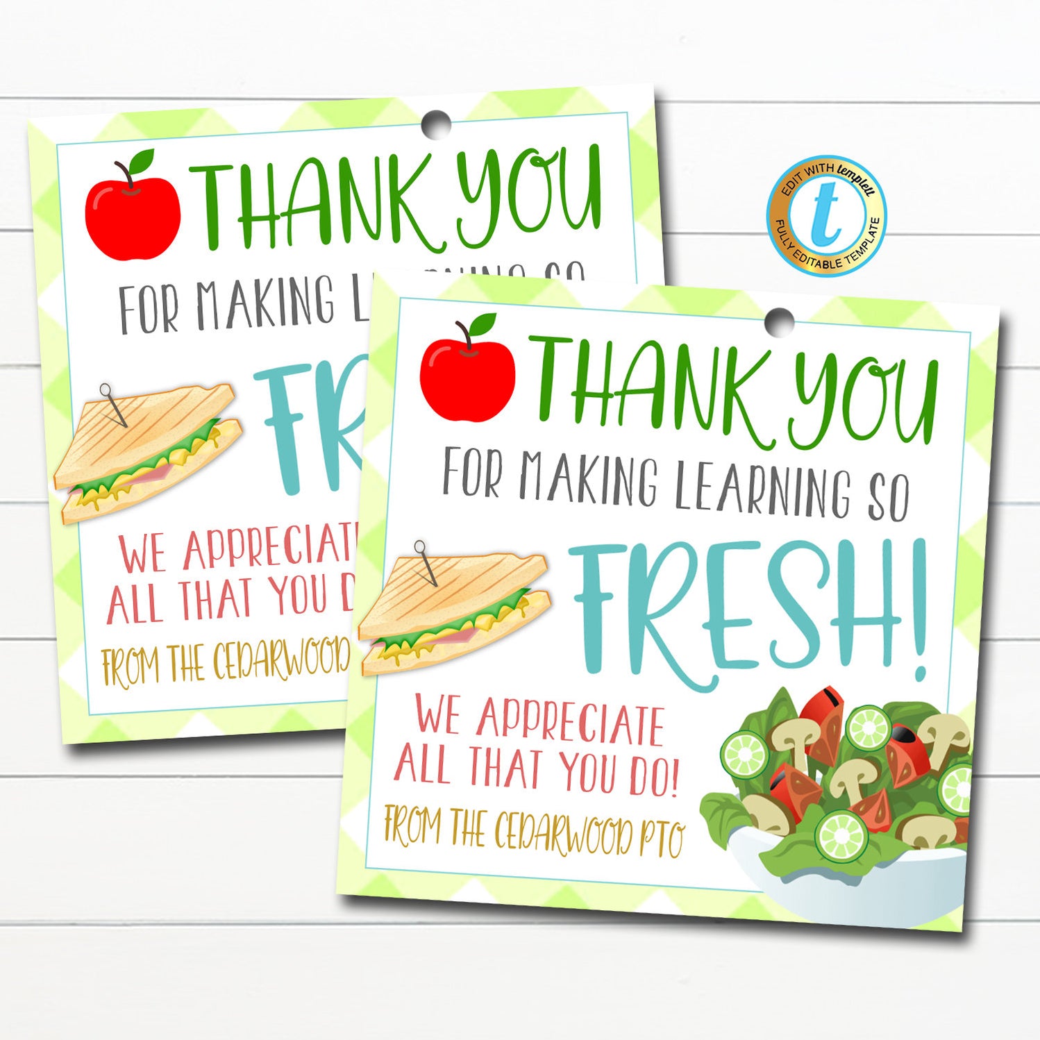 Teacher Gift Tags | Thank you for making learning so fresh — TidyLady ...