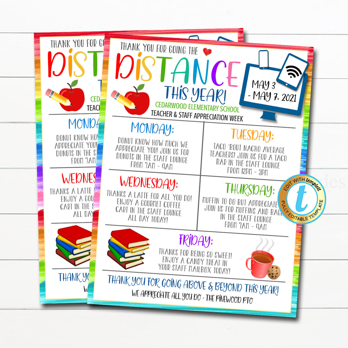 Virtual Teacher Appreciation Week Itinerary Schedule Template ...