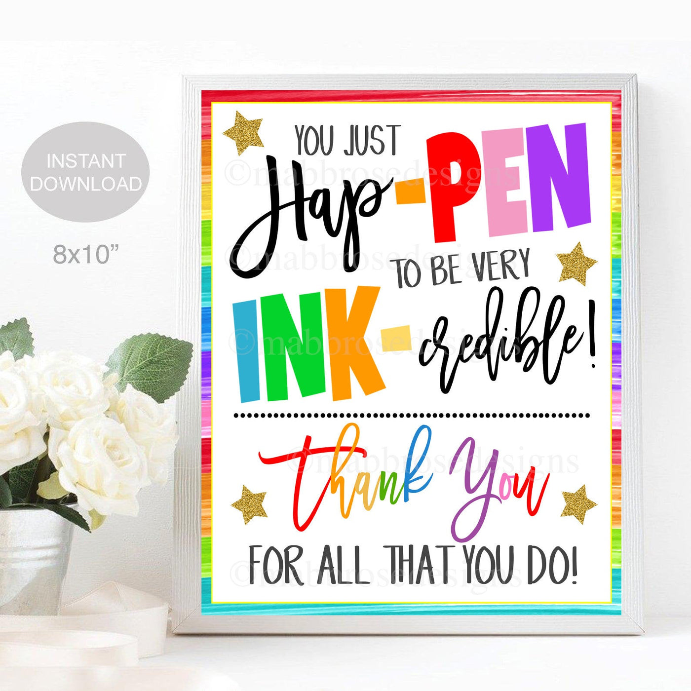 Pen Thank You Sign | Hap-pen to Be Ink-credible — TidyLady Printables