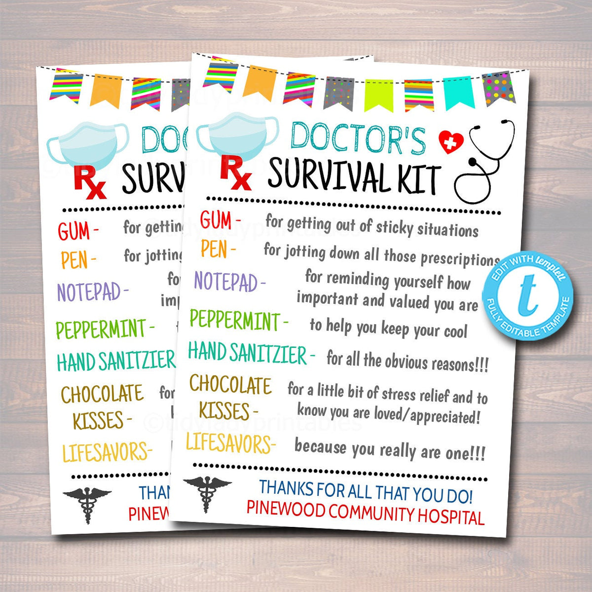 Doctor Survival Kit Gift Tags, Medical Staff Appreciation Week ...