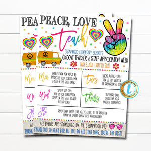 Teacher Appreciation Week Itinerary | Peace Love Teach Theme — TidyLady ...