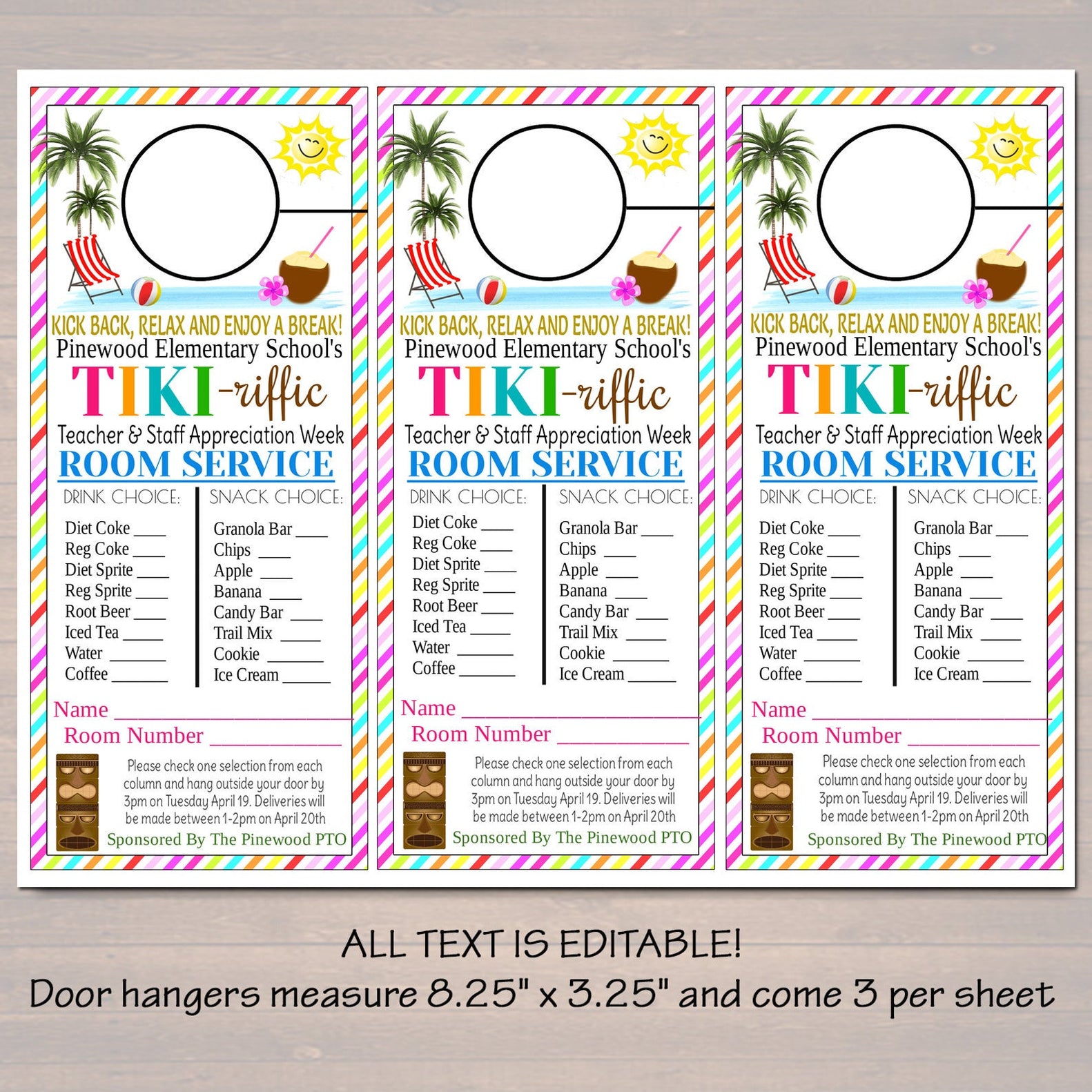 Beach Theme Room Service Door Hanger | Teacher Appreciation — TidyLady ...