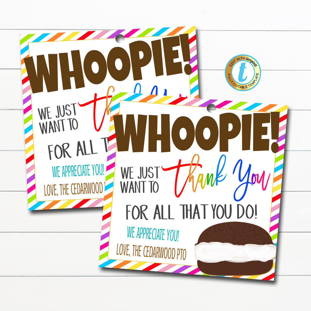Whoopie Pie Thank You Gift Tags | TidyLady Printables