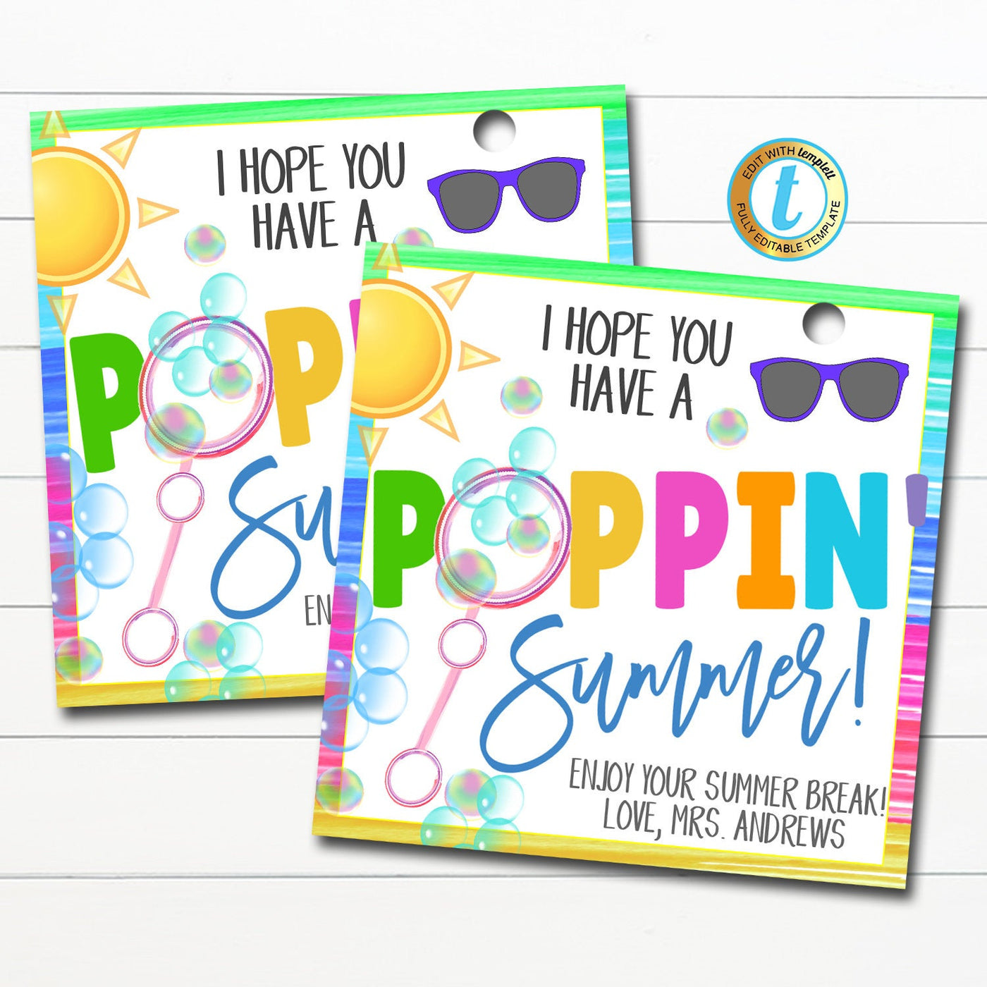 Bubbles Gift Tag | Hope you have a Poppin Summer — TidyLady Printables