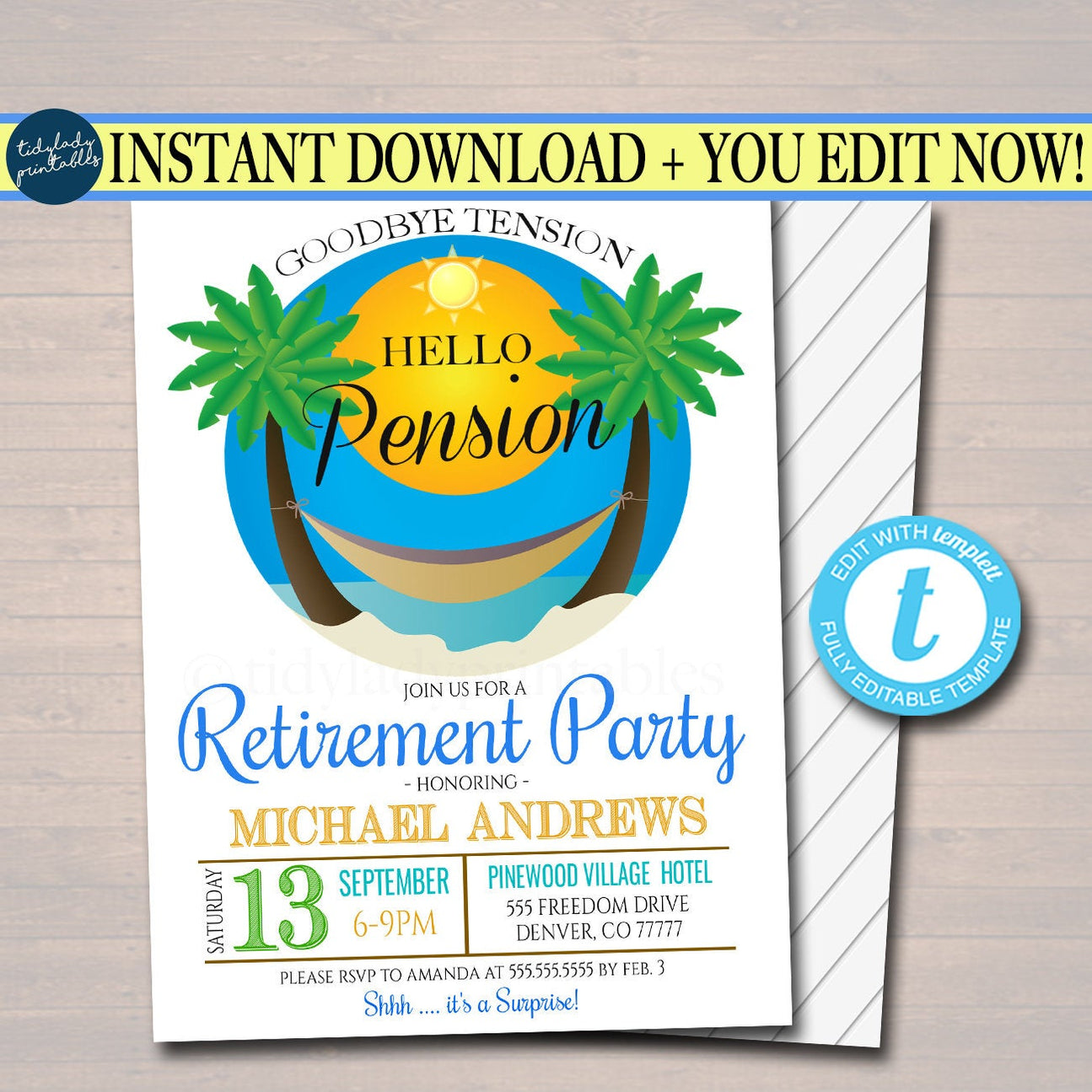 Tropical Beach Retirement Invitation | TidyLady Printables