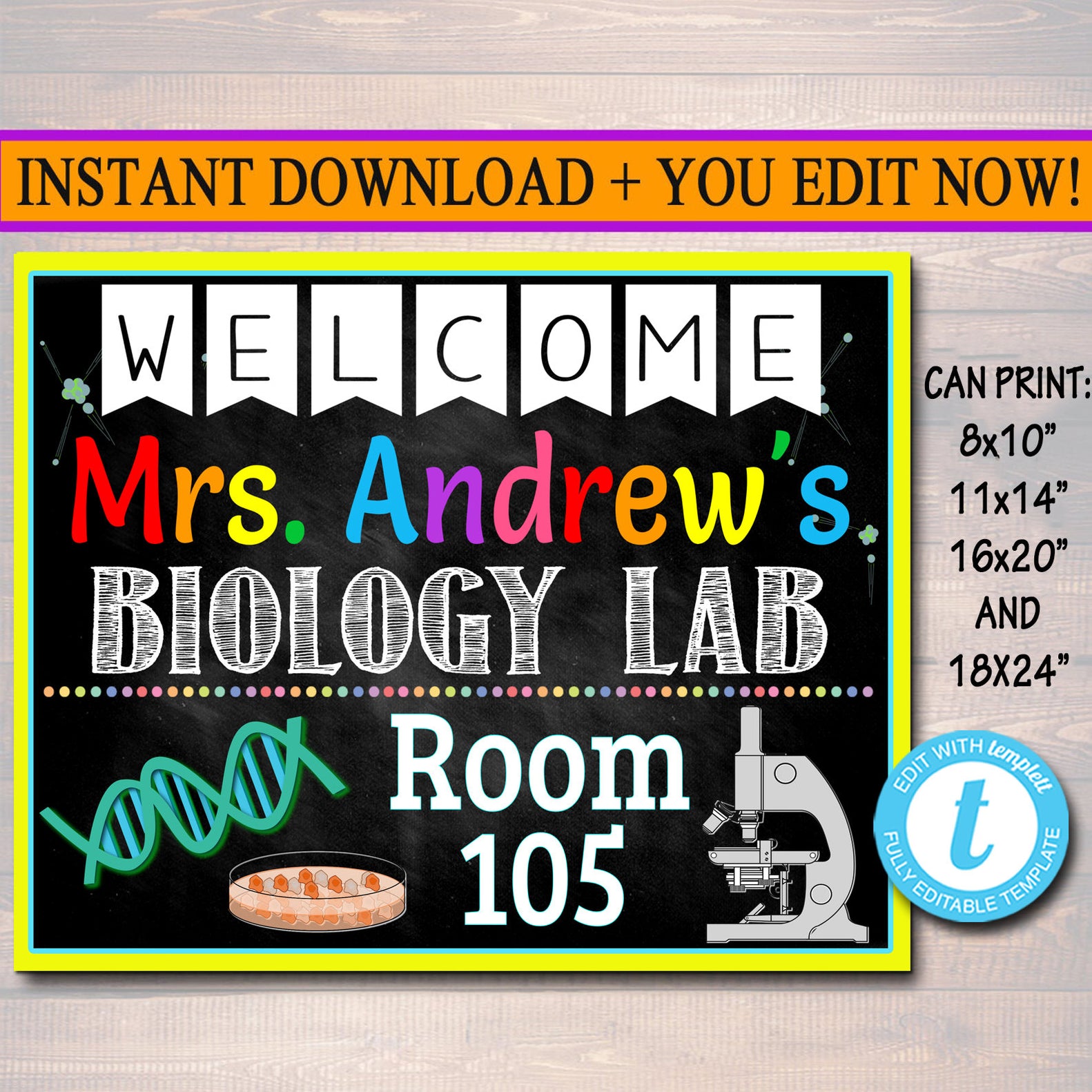 Biology Teacher Classroom Door Sign | TidyLady Printables