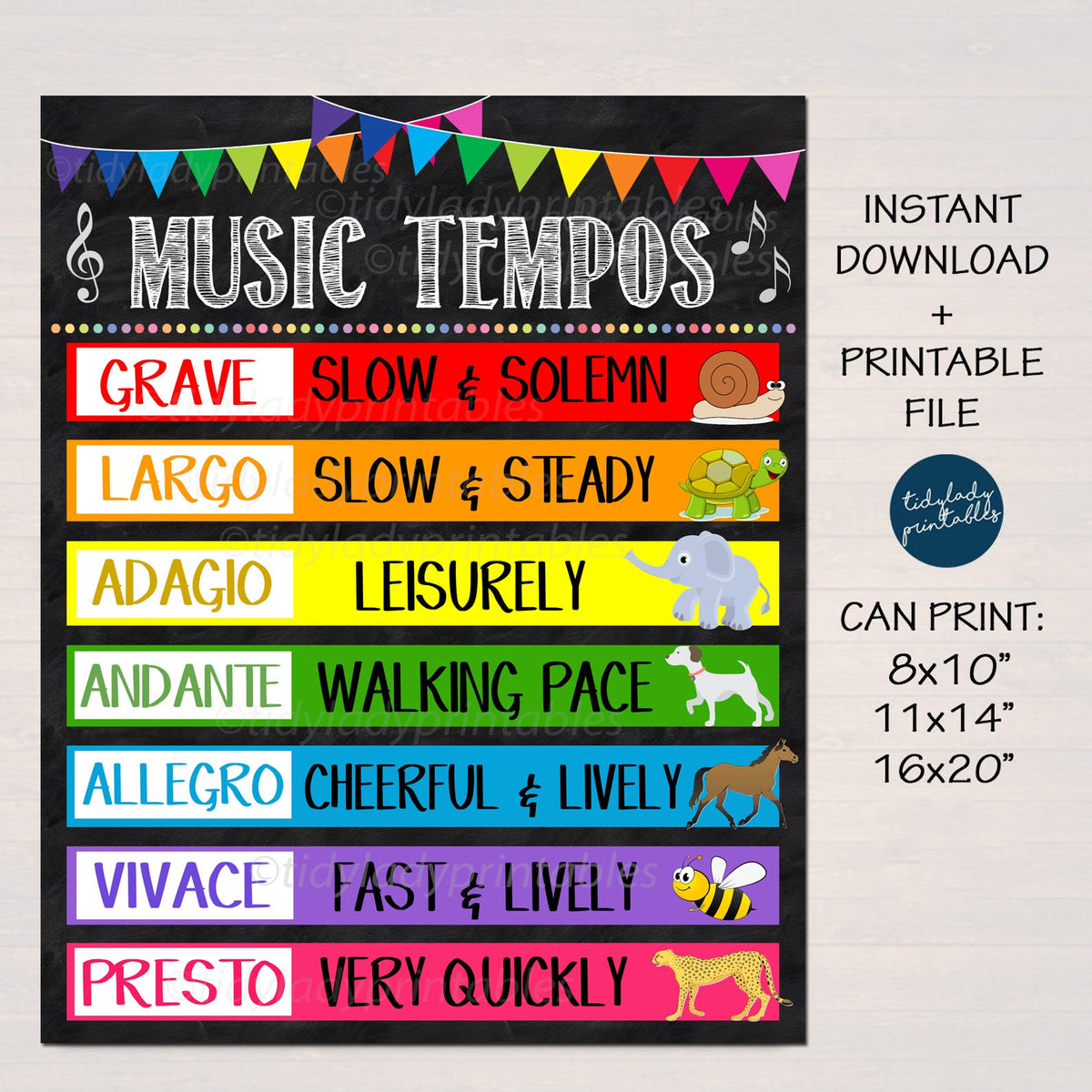 Music Tempos Printable Poster | TidyLady Printables