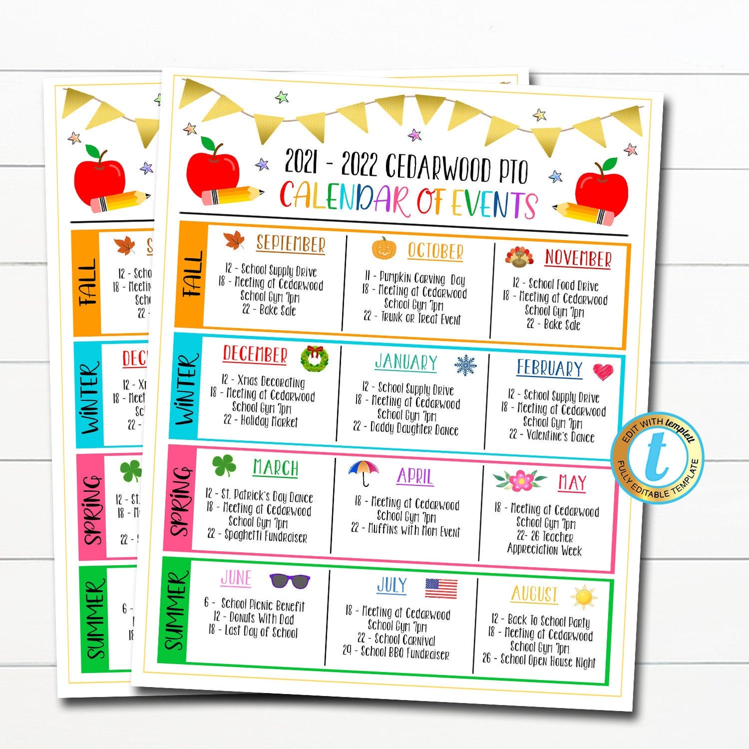 EDITABLE Monthly PTO PTA Flyer Printable Handout — TidyLady Printables