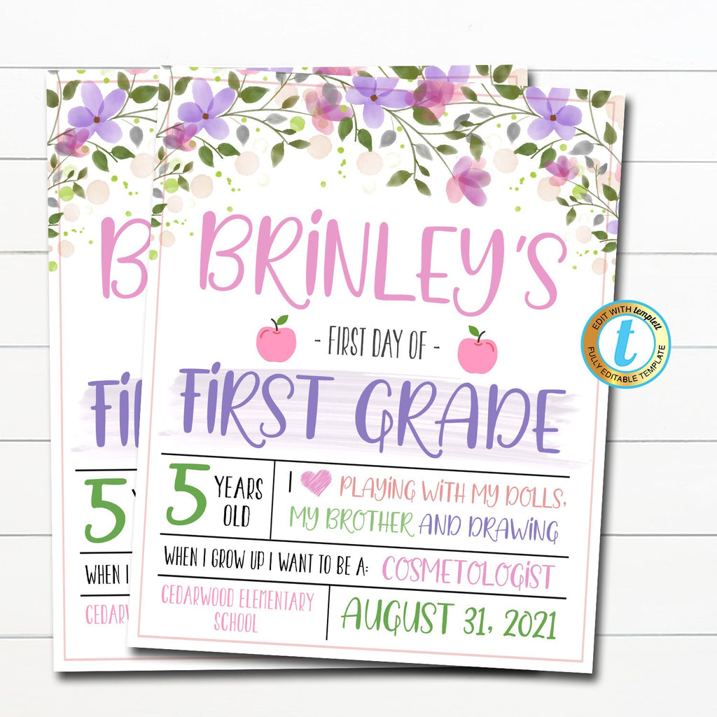 Editable First Day Of School Signs | TidyLady Printables