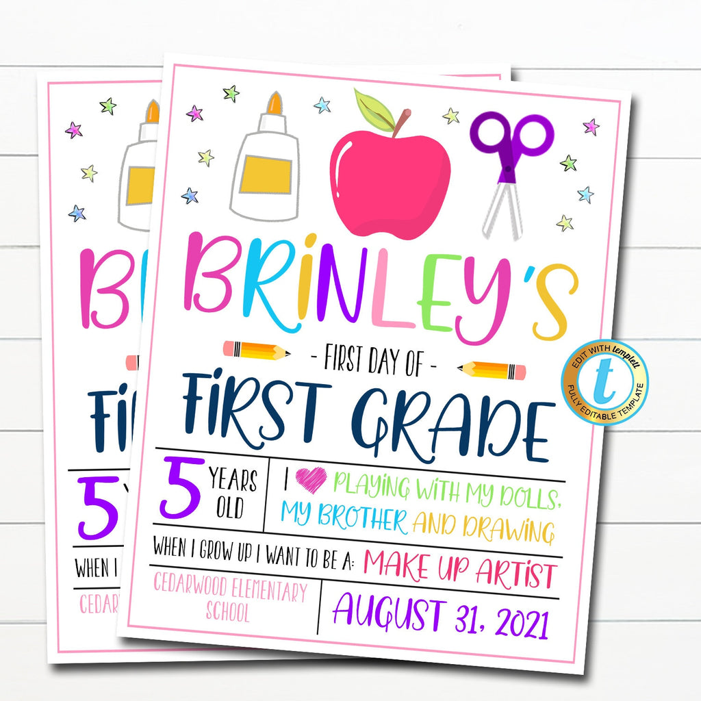 First Day Of School Signs For Girls | TidyLady Printables